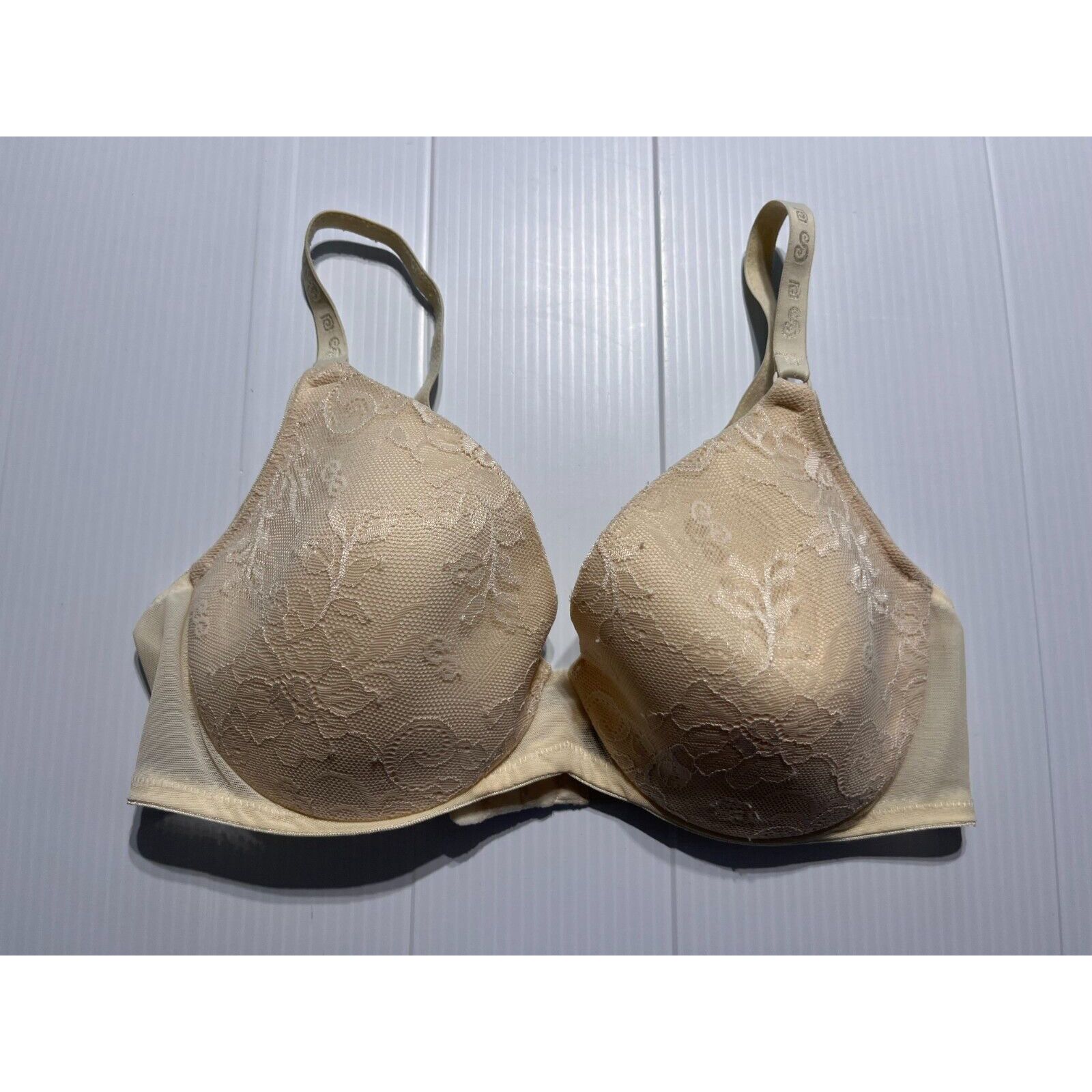 Vintage Soma Bra Size 34C Beige Lace Underwired Back Closure Adjustable ...