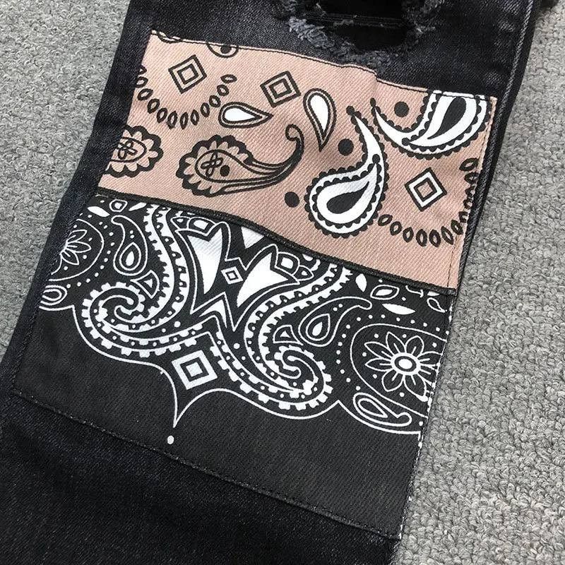 Vintage Ripped Bandana Jeans | Grailed