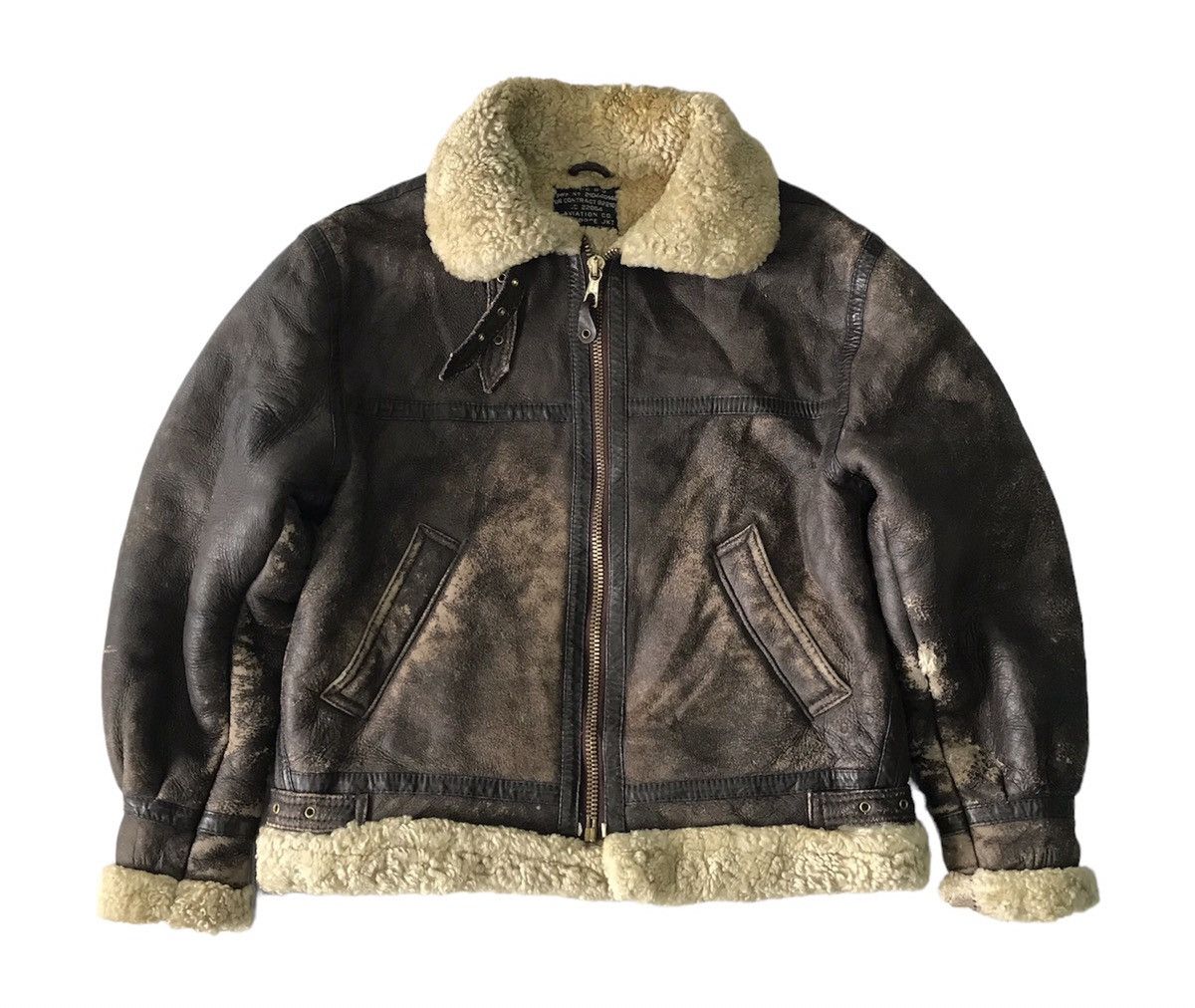 B 3 × Sheepskin Coat × Us Air Force Vtg Aviation Co Air Force Jacket ...