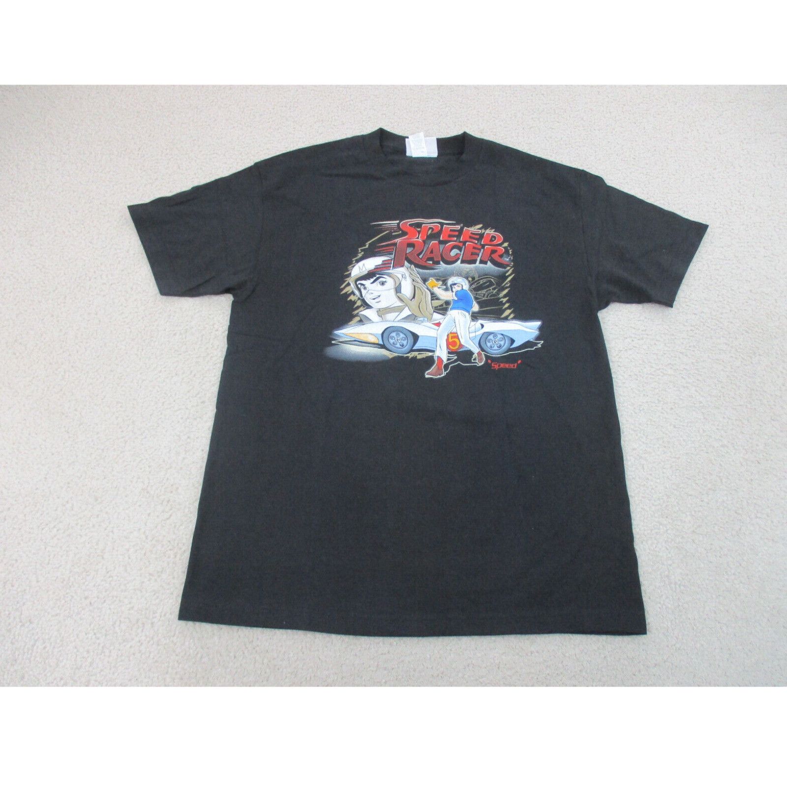 Mad Engine VINTAGE Speed Racer Shirt Adult Large Black Red Mad Engine ...