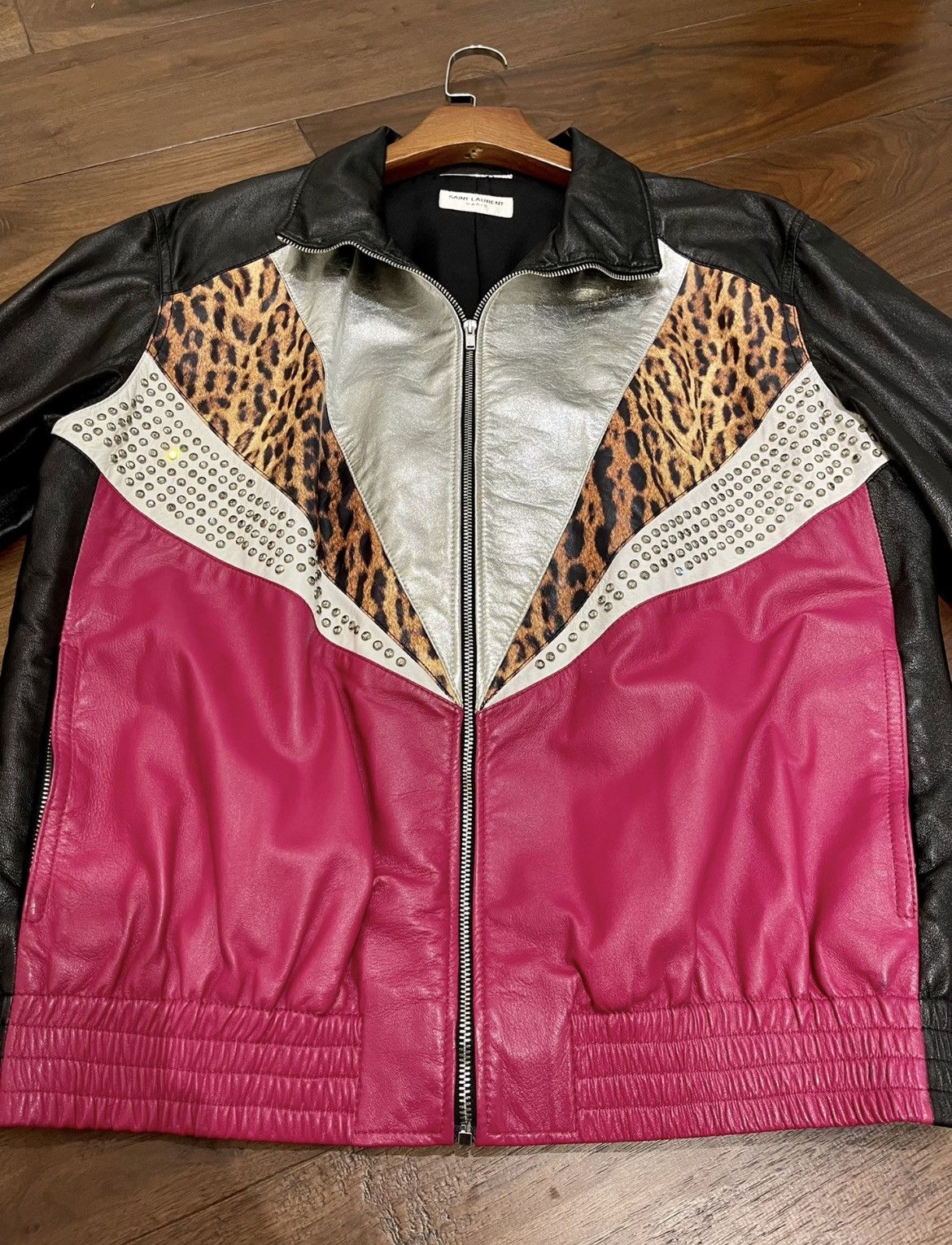 Hedi Slimane × Saint Laurent Paris 16SS Crystal and Leopard Leather ...