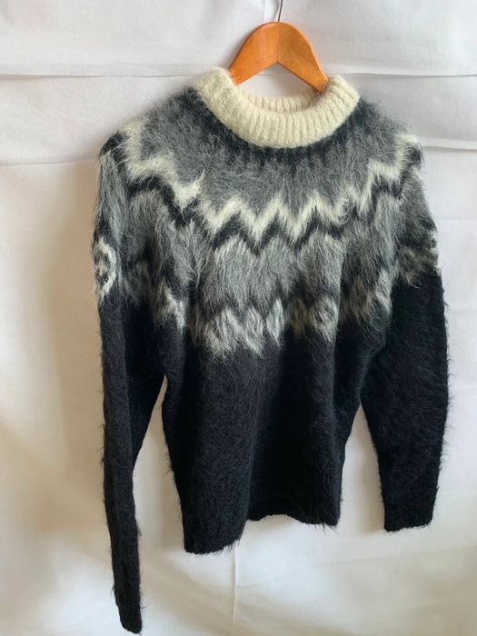 Celine Jumper Fair Isle Knit in Black & White | Grailed