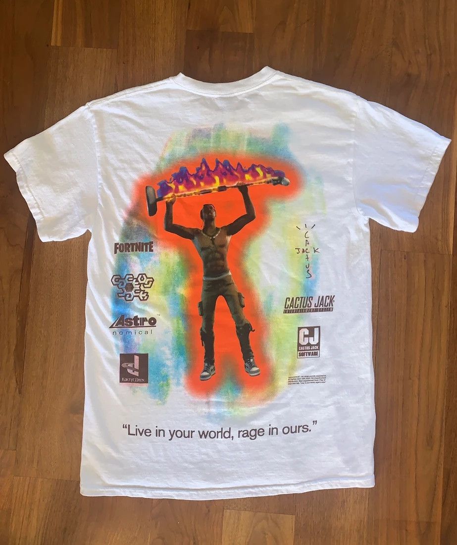 Travis Scott Travis Scott Fortnite Washed White Rage Emote T-Shirt ...