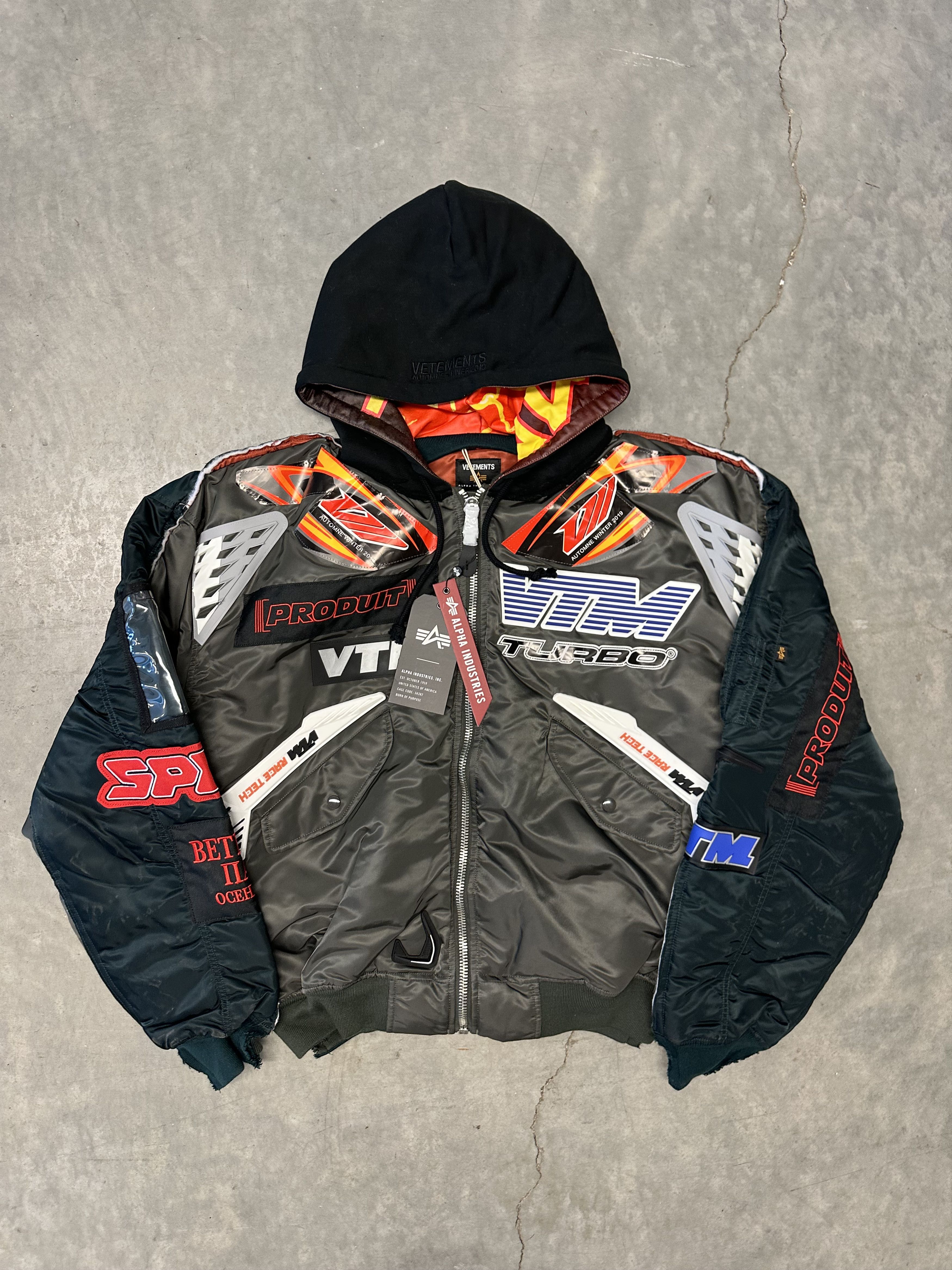 Alpha Industries × Vetements AW18 Oversized Racing Bomber Jacket | Grailed