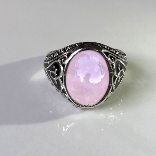 Handmade Genuine Smooth Rose Quartz Mens Solid 925 Silver Ring | Grailed