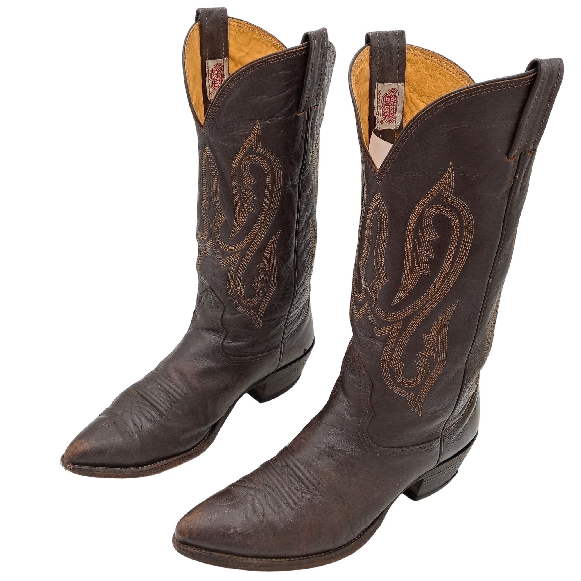 Nocona Vintage Nocona Cowboy Boots Brown Leather Mens 7.5 D Western | Grailed