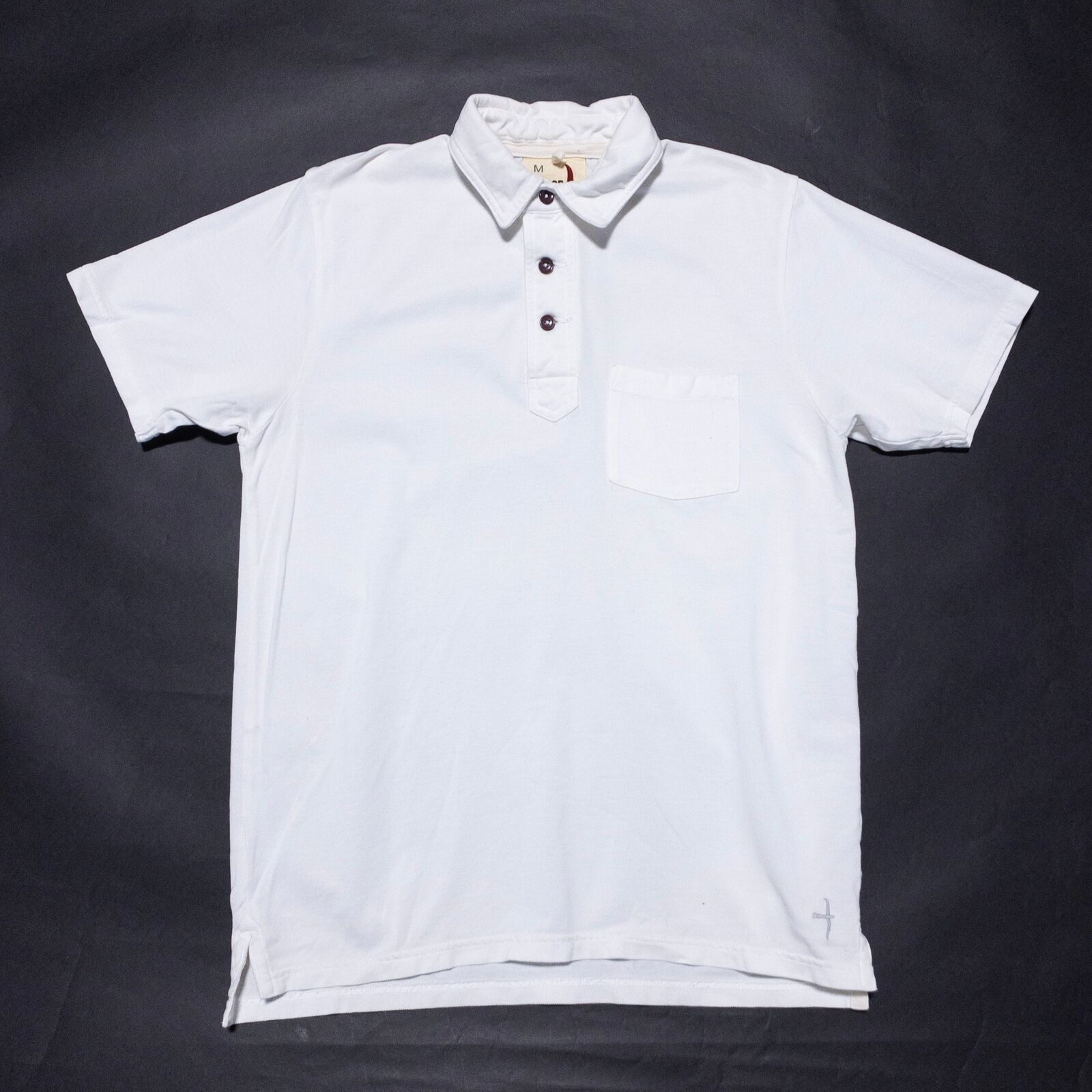 Vintage Relwen Polo Shirt Mens Medium Solid White Short Sleeve Collared ...