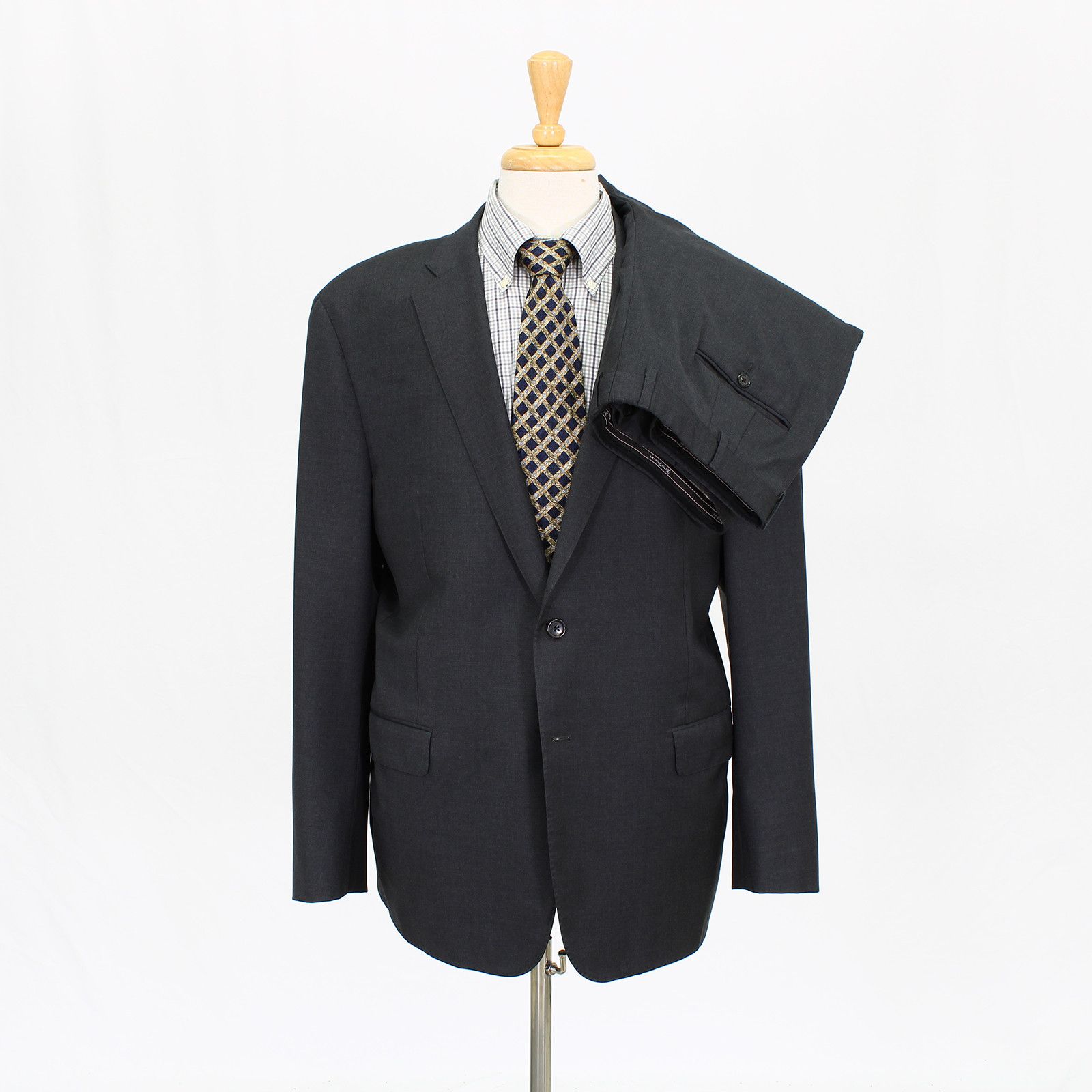 Hickey Freeman Hickey Freeman 46R 38x30 Gray Solid 2-Button Suit R121 ...