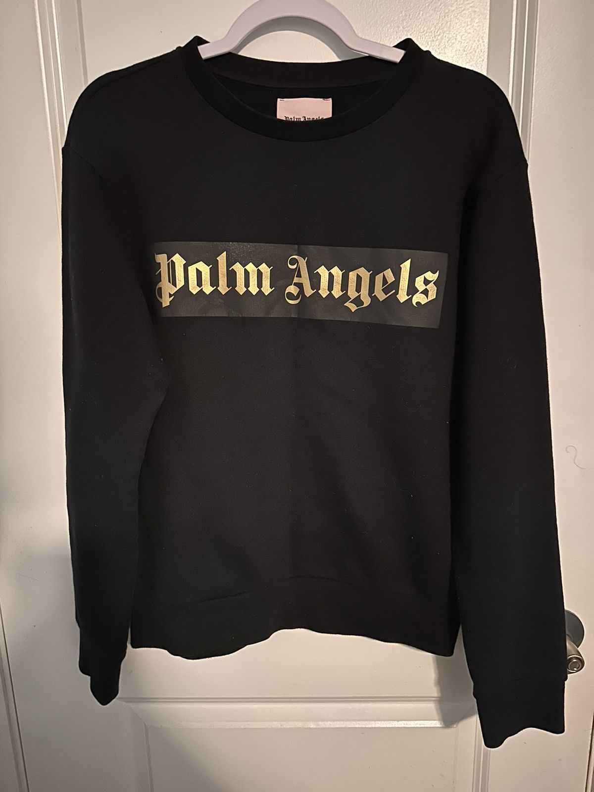 Palm Angels Palm Angels gold box logo crew neck | Grailed