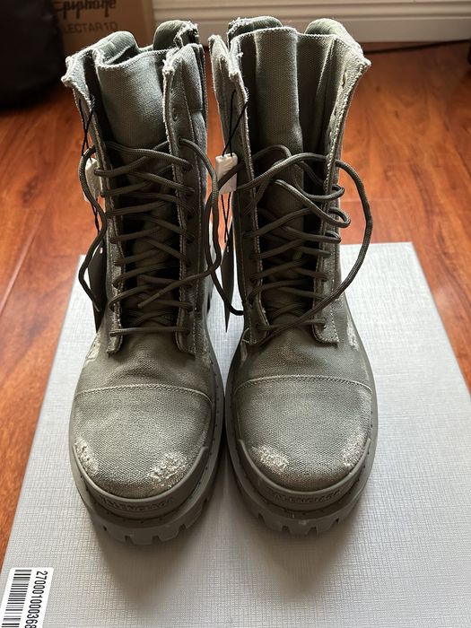 Balenciaga Balenciaga Khaki Distressed Strike Boots | Grailed