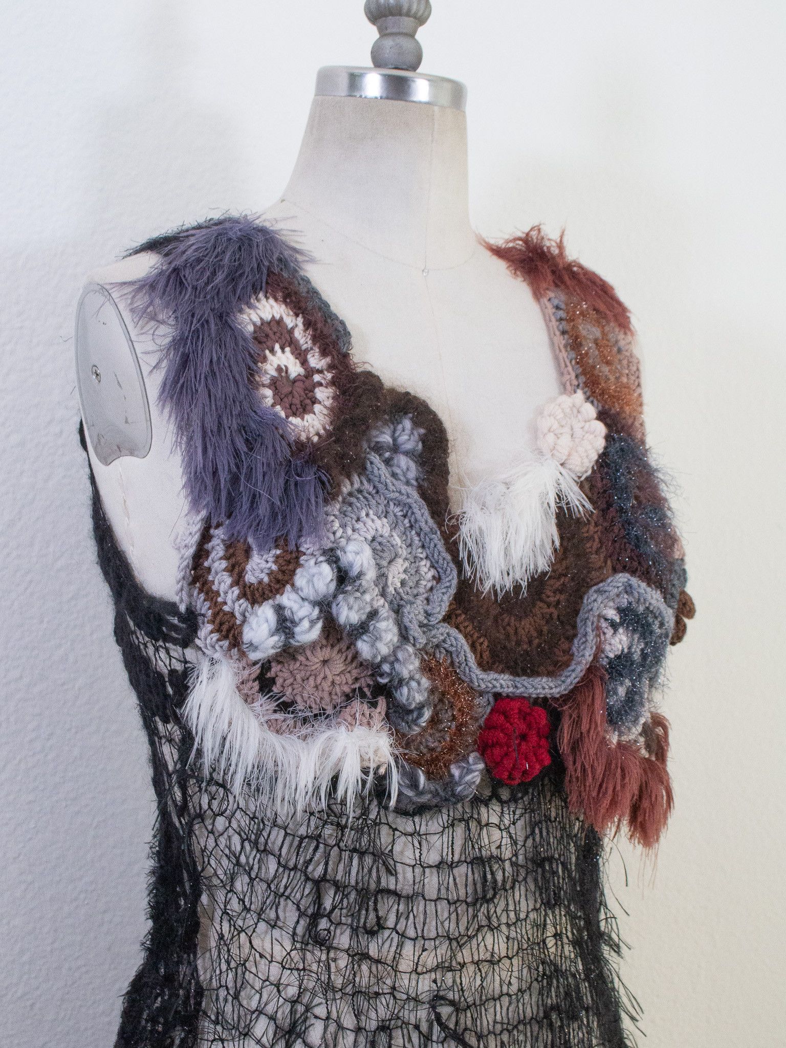 Rodarte Loose Hand Knit Dress with Crochet Flowers | Grailed