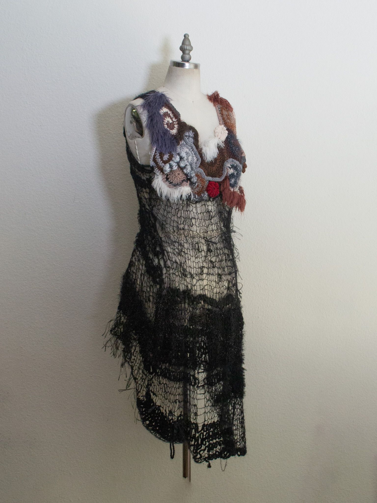 Rodarte Loose Hand Knit Dress with Crochet Flowers | Grailed
