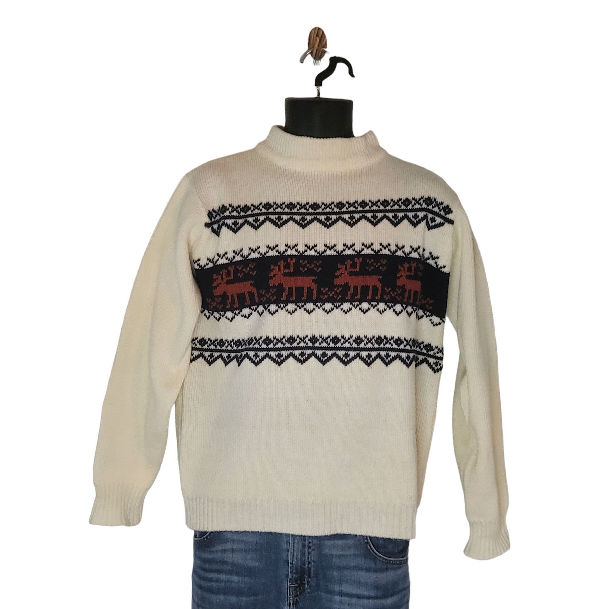 Custom Discovery California Mock Neck Reindeer Sz L Sweater Men | Grailed