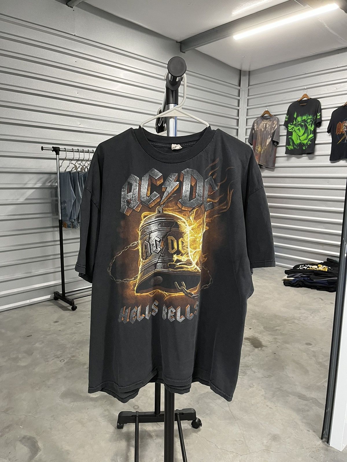 Band Tees × Vintage Vintage 90’s Faded AC/DC Hells Bells Graphic band T ...