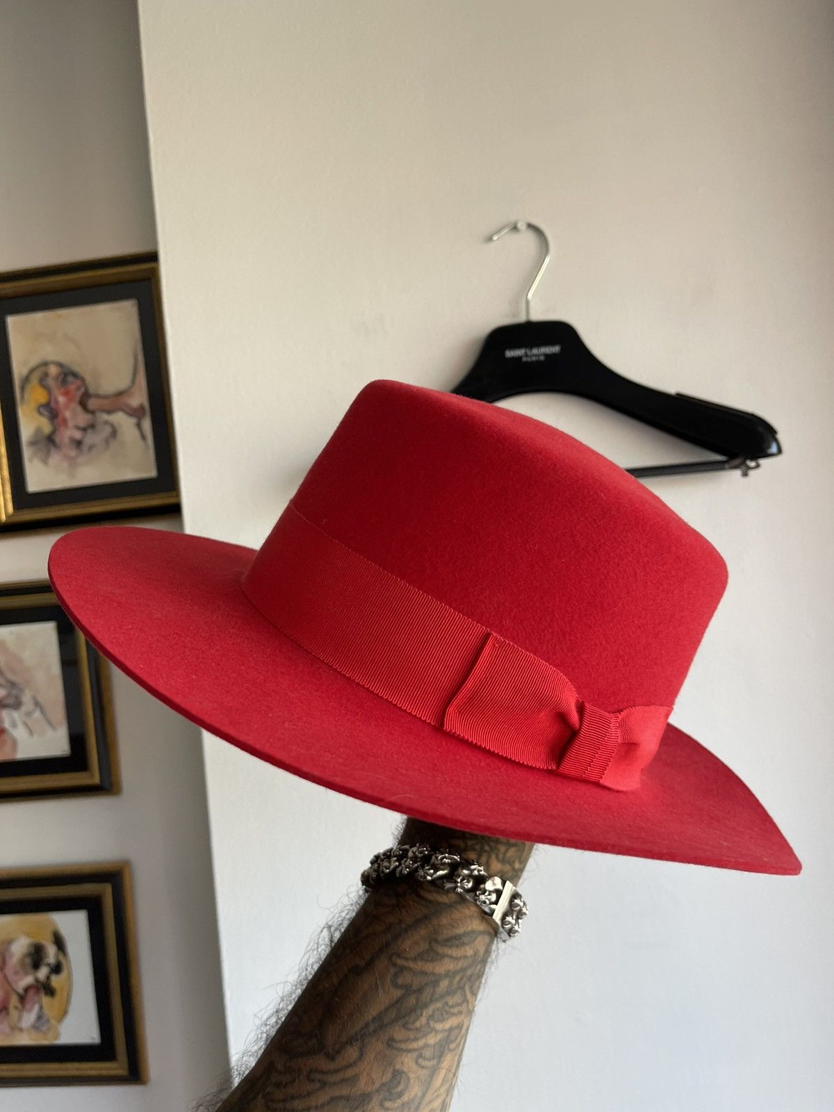 Hedi Slimane SLP SS15 Psych Rock RED Rabbit Felt Fedora Cowboy Hat ...