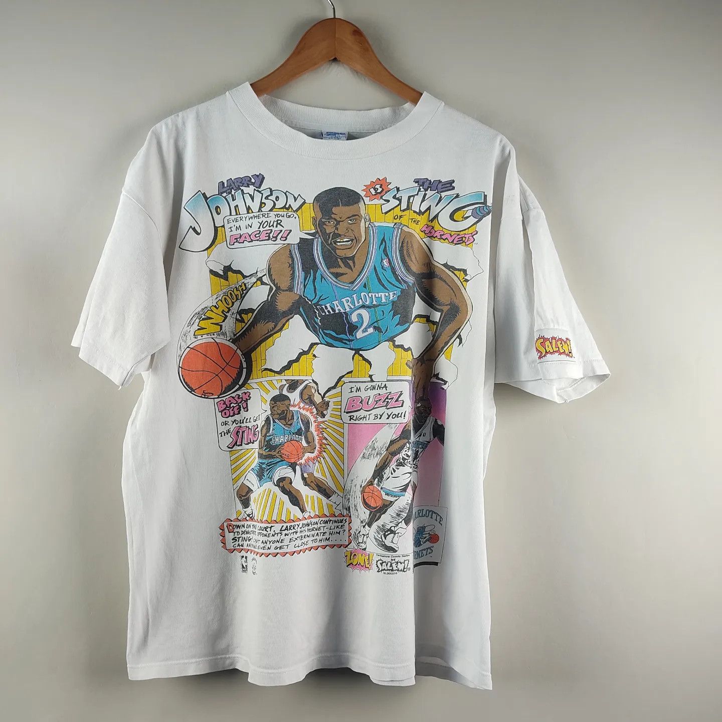 NBA × Salem Sportswear × Vintage 90's Larry Johnson Charlotte Hornets ...