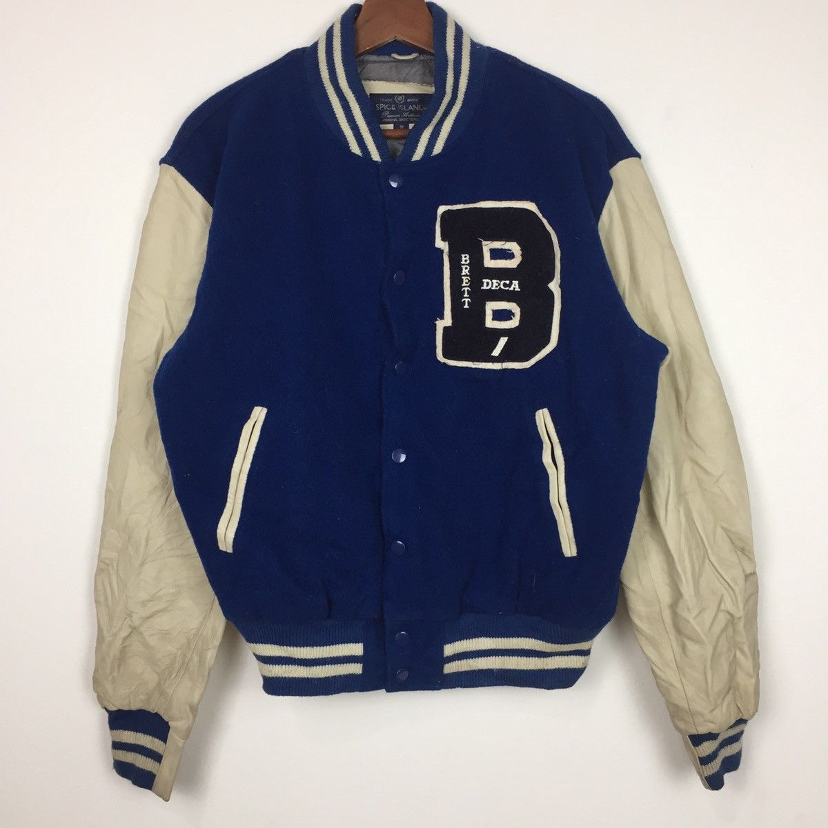 Streetwear × Varsity Jacket Vintage Beret Deca Spice Island Leather ...