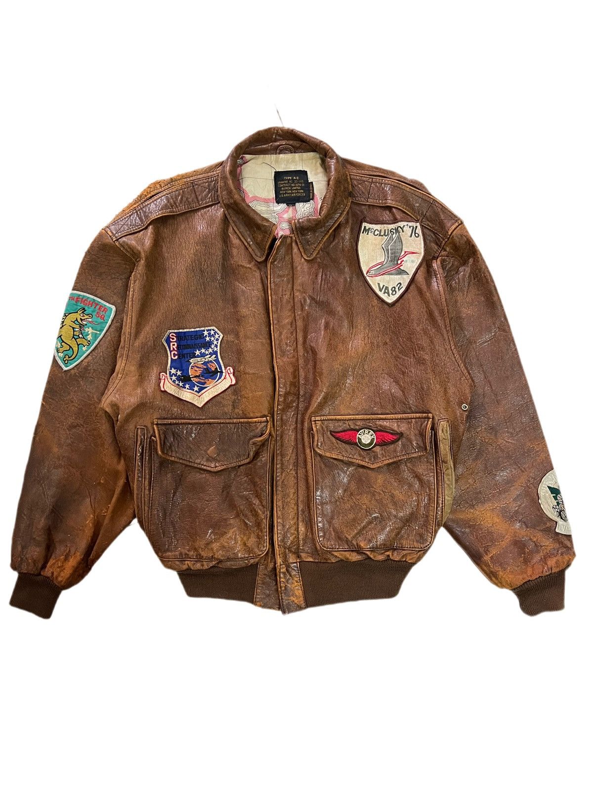 A2 Flyers Leather × Avirex × Leather Jacket Vintage Avirex Us Air Force Type A2 Patched Leather ...