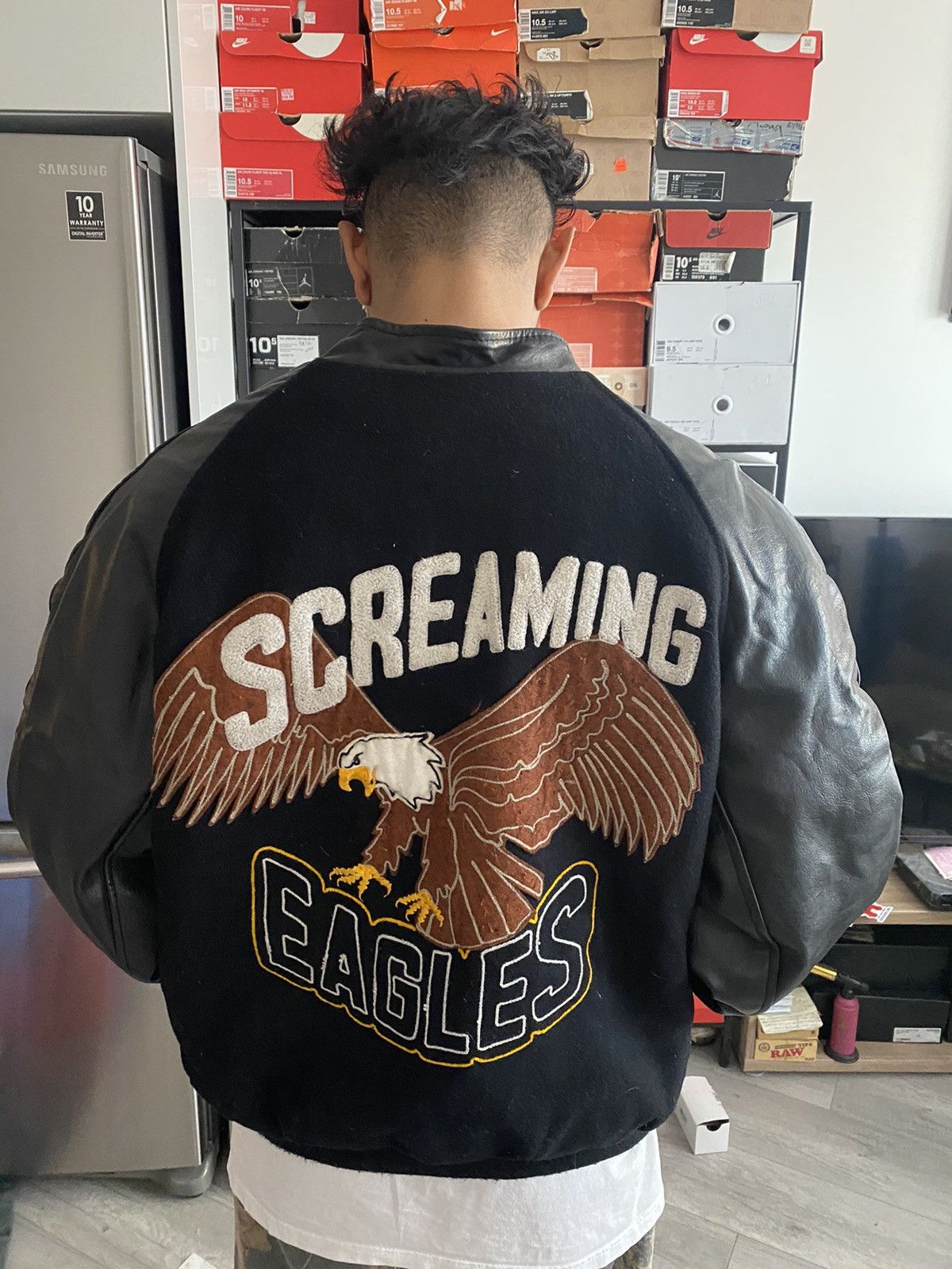Vintage Vintage 80’s 90’s Screaming Eagle Varsity Leather Jacket | Grailed