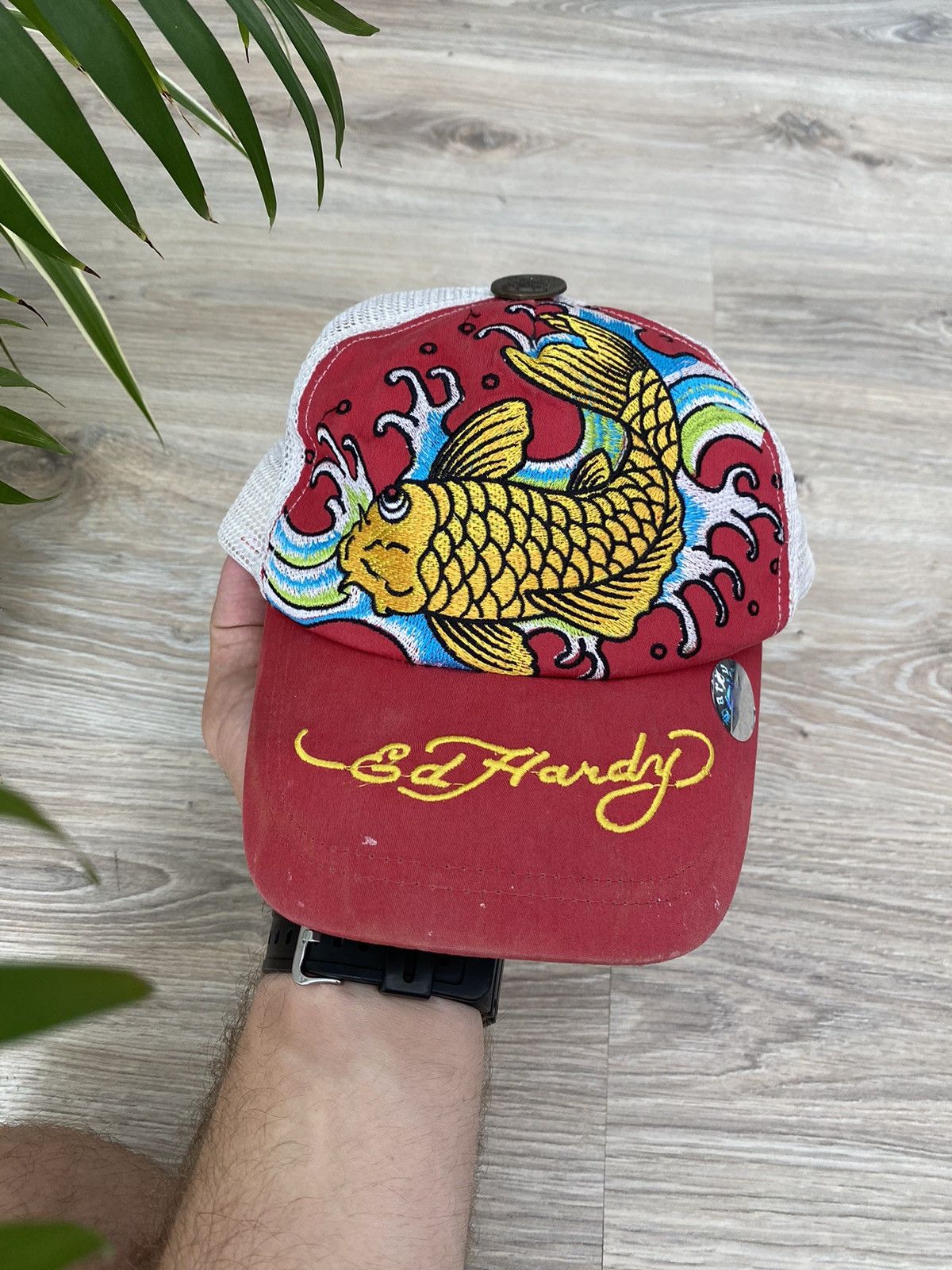 Ed Hardy × Vintage Vintage Ed Hardy cap red colour fish | Grailed