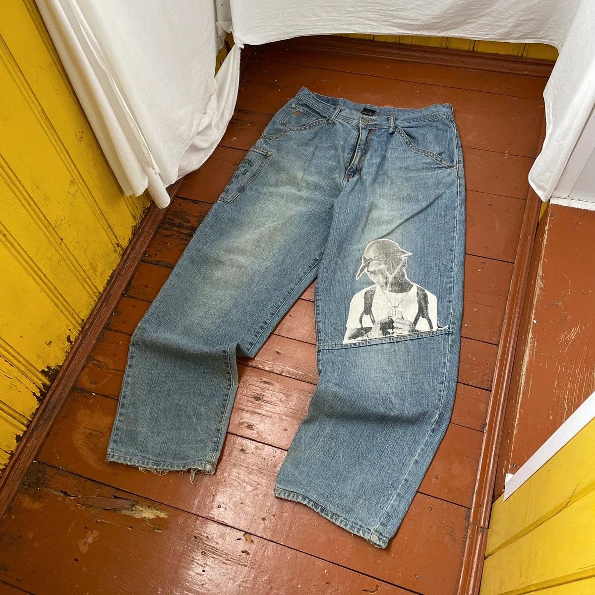 Vintage Rare MAKAVELI TUPAC SHAKUR Baggy Denim Jeans Pant | Grailed