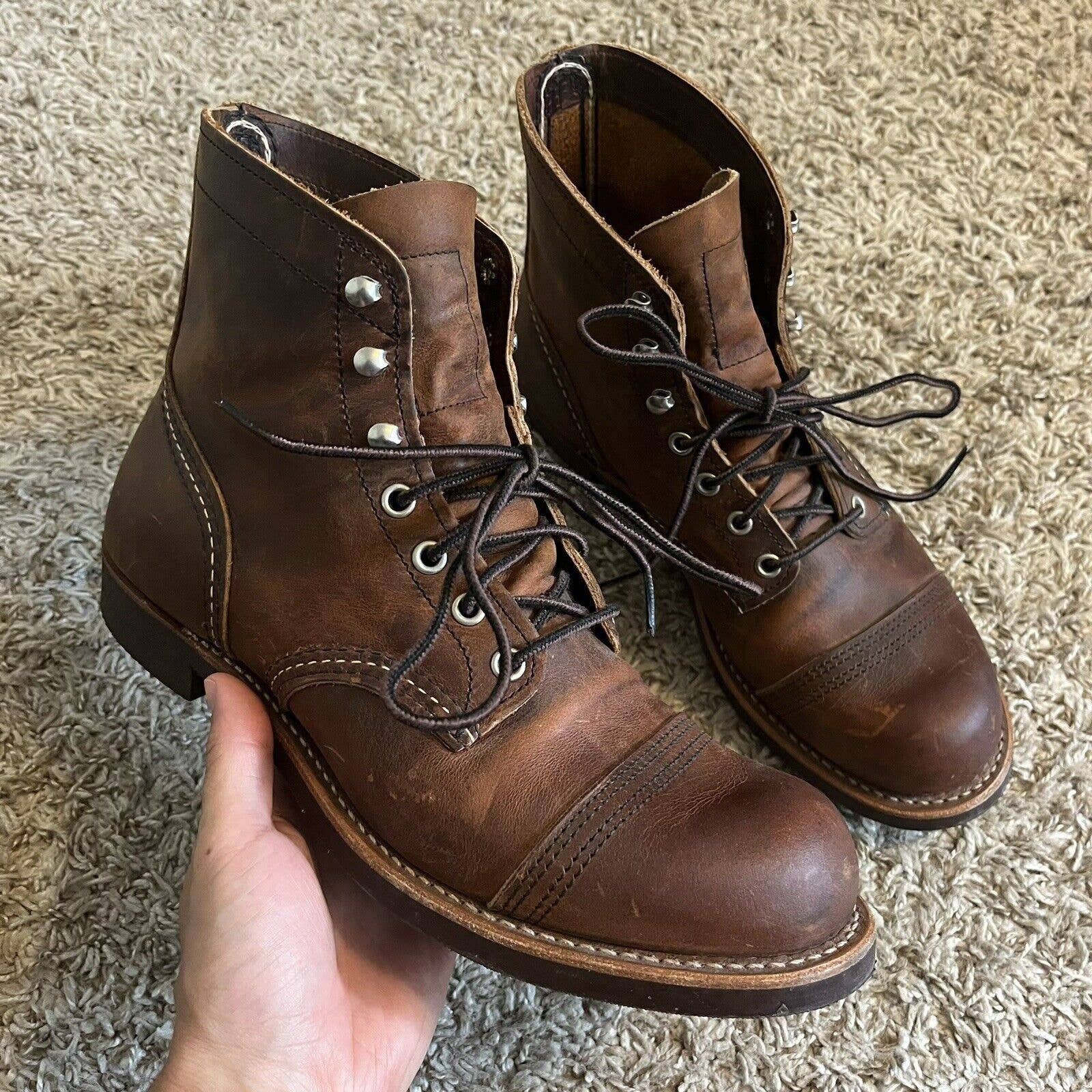 Red Wing 8085 Iron Ranger Brown Leather Vibram Soles Boots | Grailed