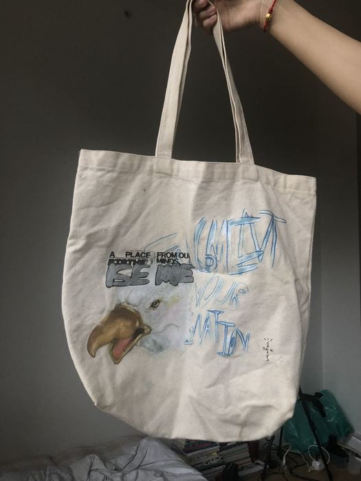 Travis Scott Travis Scott x Fragment Tote Bag, Flame, Beige | Grailed