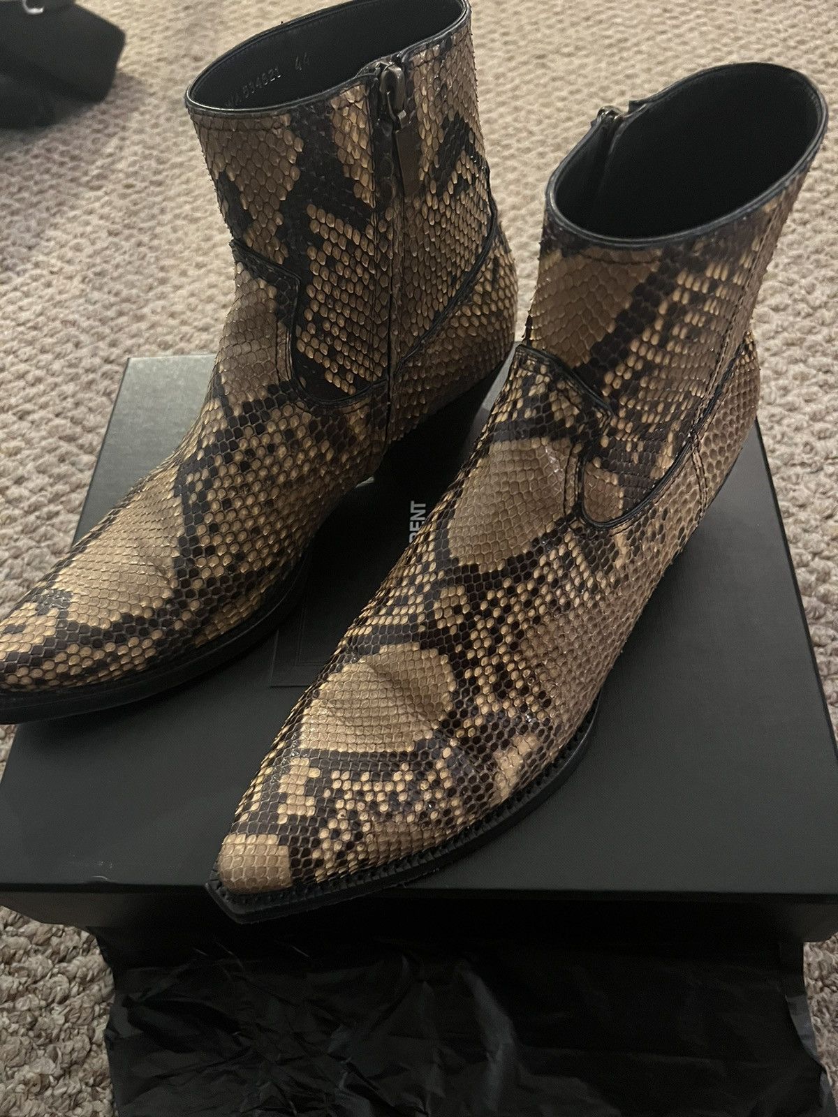 Saint Laurent Paris Saint Laurent Paris Lukas Boots in Natural Python ...