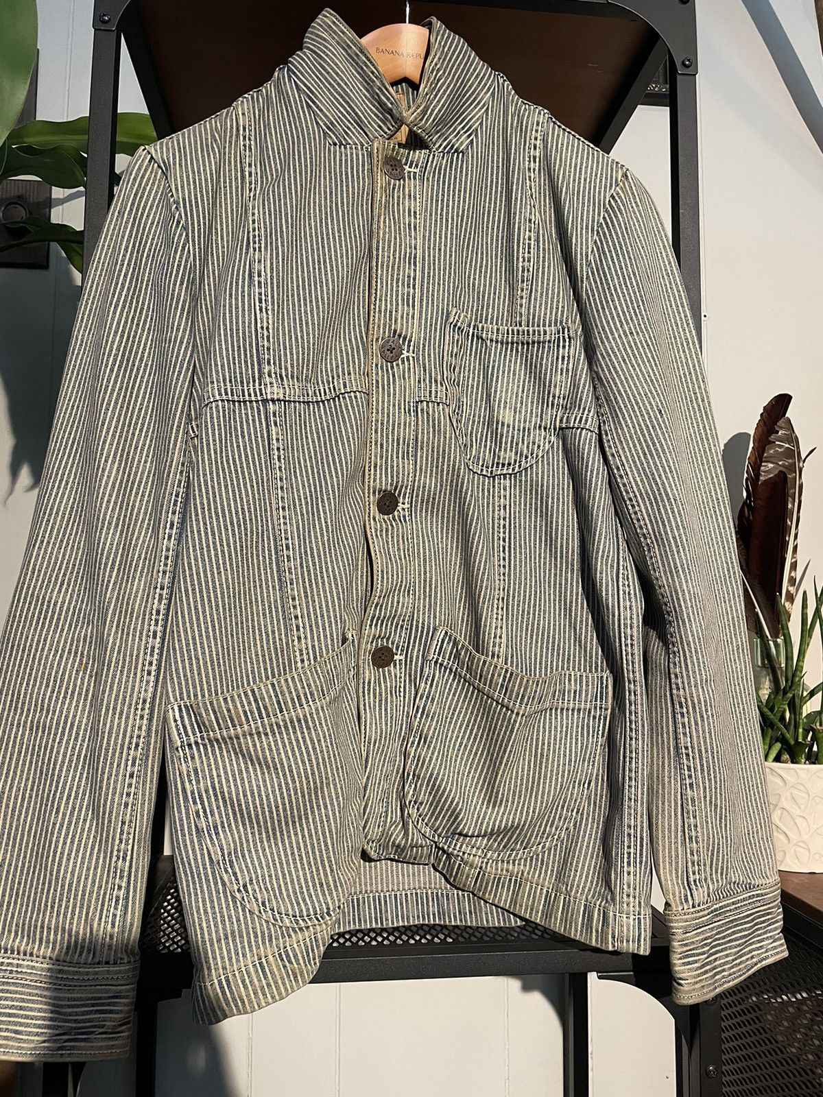 Salt Valley Railroad worker stripe engineer distressed cotton jacket ...