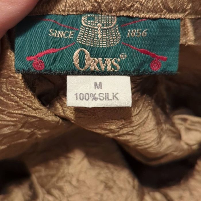 Orvis Vintage 90s Orvis Gold Ruffled Silk button Up Jacket - M | Grailed