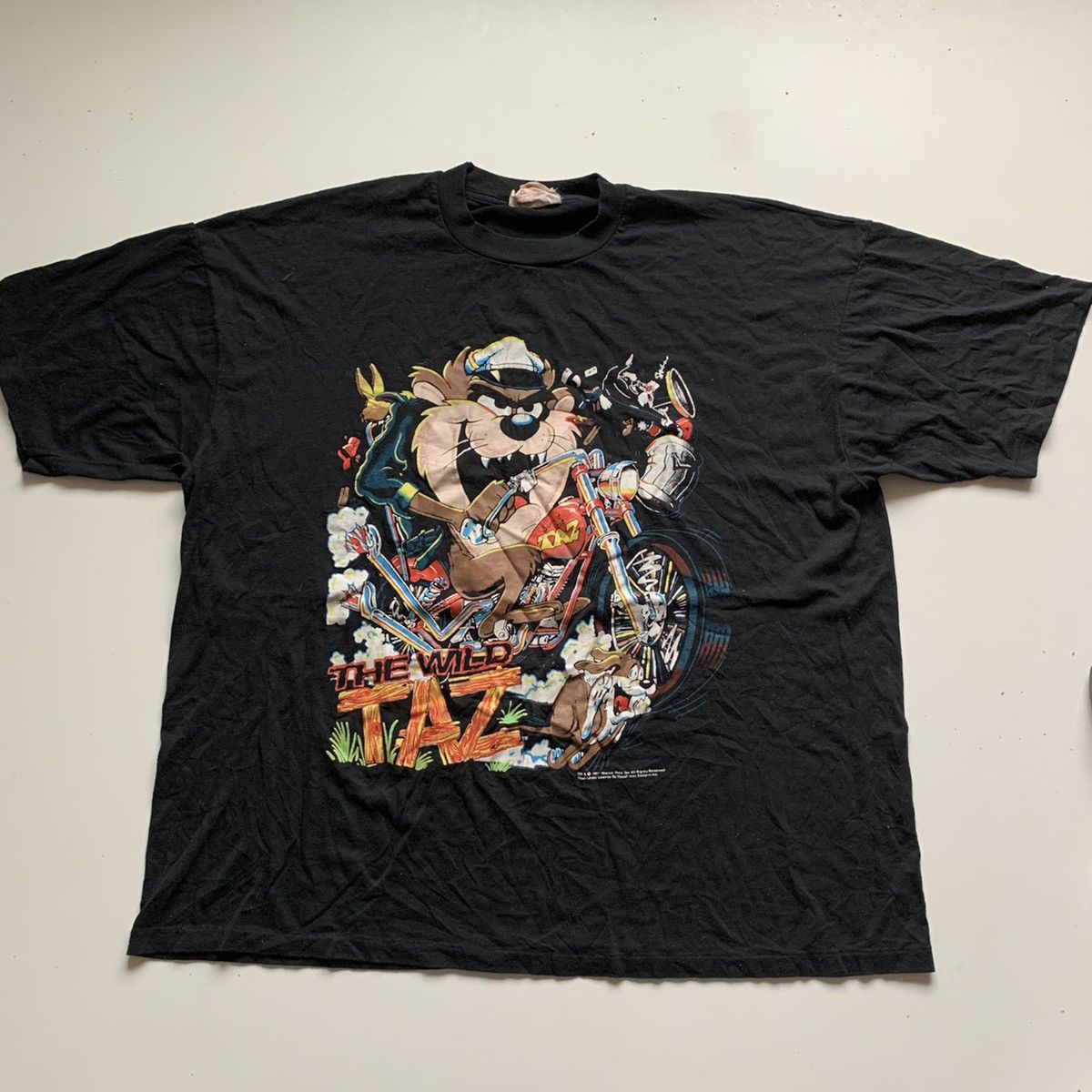 Vintage × Warner Bros Vintage 1990s Taz Looney Tunes Biker Cartoon ...