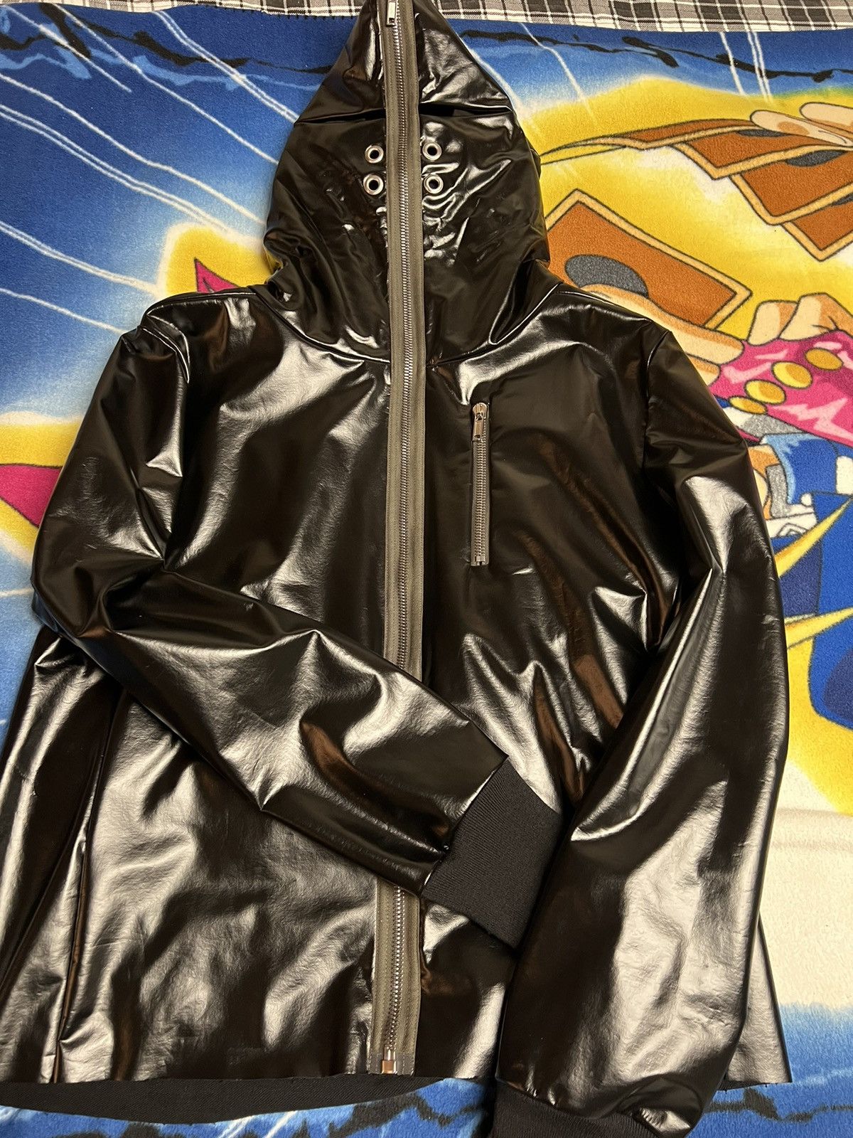 Rick Owens rick owens leather gimp zip hoodie strobe | Grailed