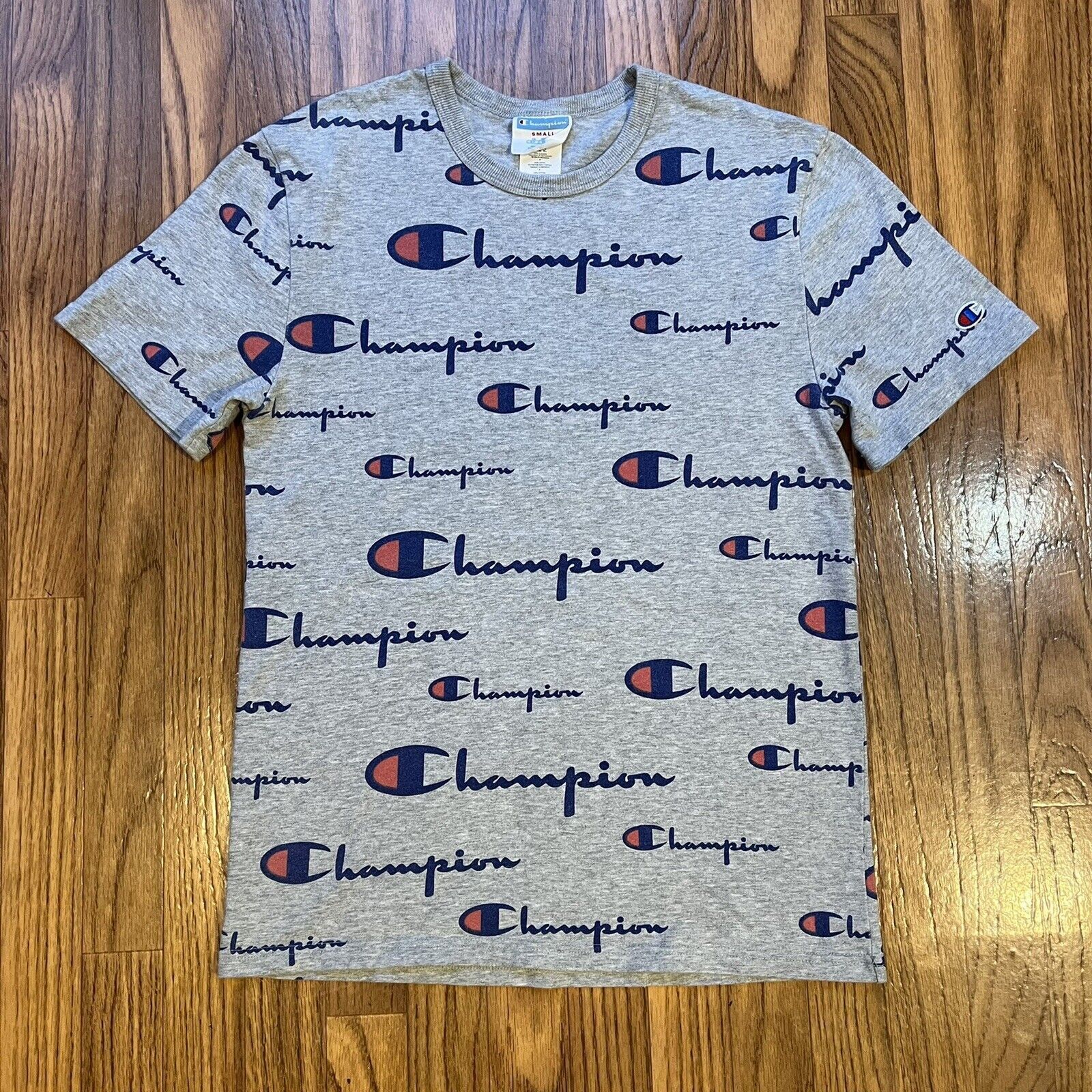 Champion Vintage Champion All over Print Shirt; Mens Small; Spelled Out ...