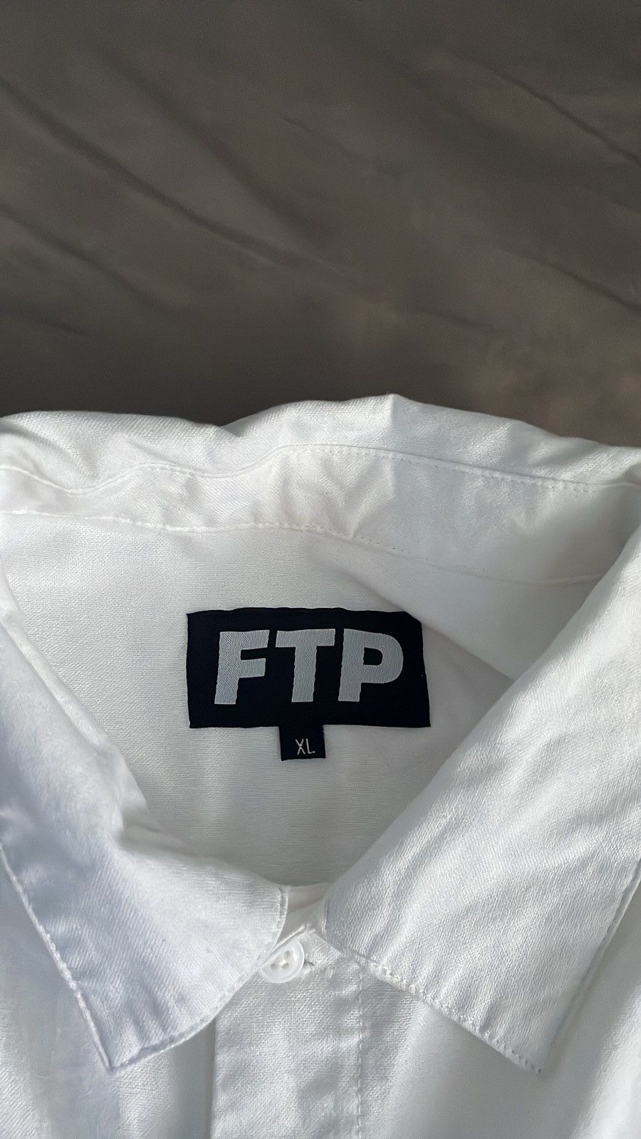 Fuck The Population FTP ARCH LOGO BUTTON UP WHITE | Grailed