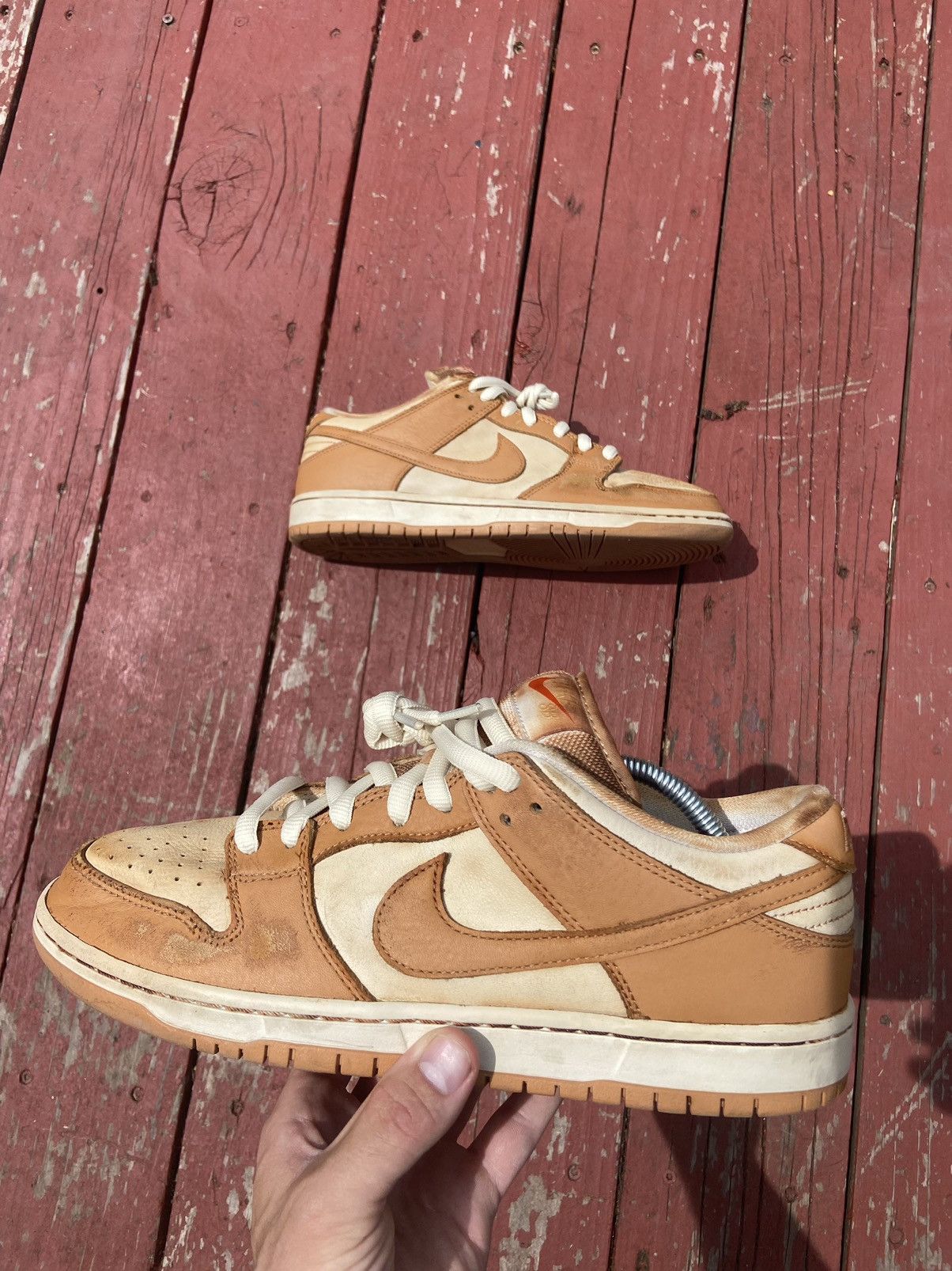 Nike Nike SB Dunk Low ISO Cognac coffee cream custom orange label | Grailed