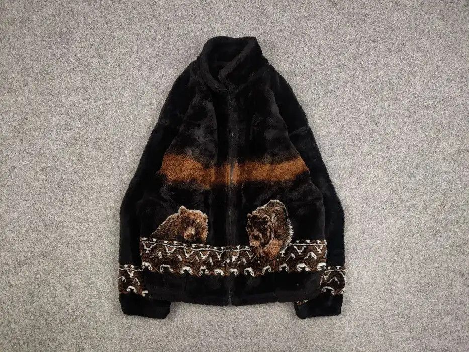 Vintage Vintage 90's Bear Ridge Fleece Zip Jacket Bear Art Hype USA | Grailed