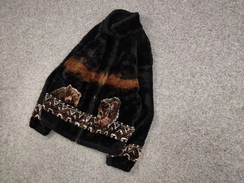 Vintage Vintage 90's Bear Ridge Fleece Zip Jacket Bear Art Hype USA | Grailed