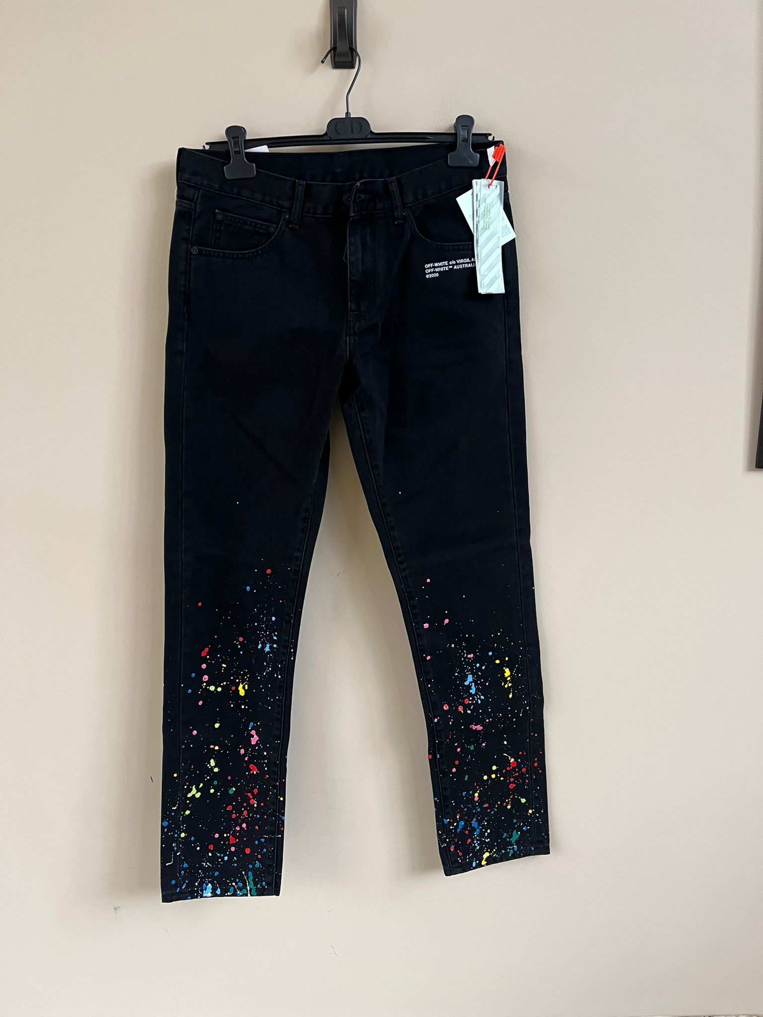 Off-White Paint Splatter Denim in Black / Multi | Grailed