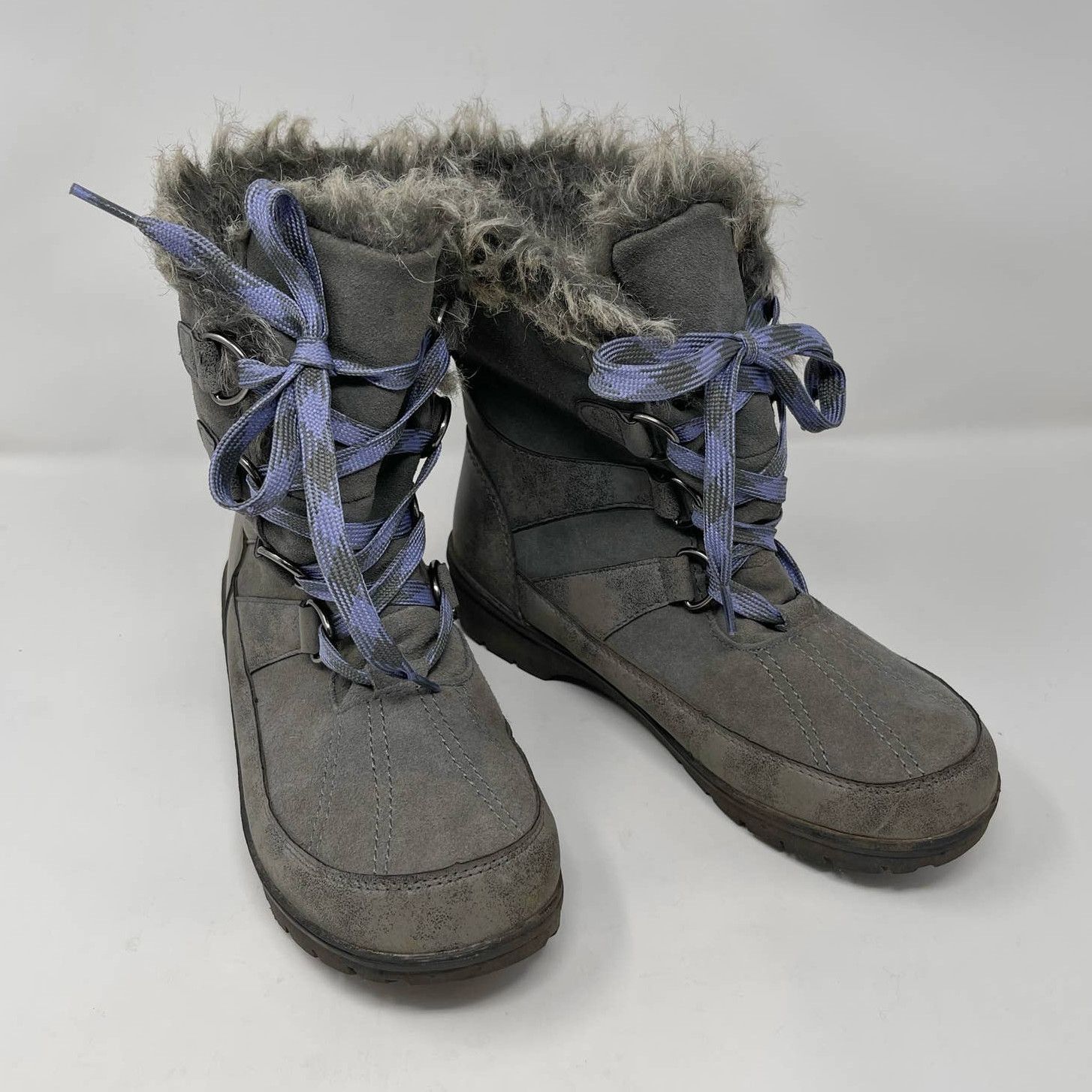 Target Basics Target Gray Suede Faux Fur Lined Lace Up Winter Boots 7 ...