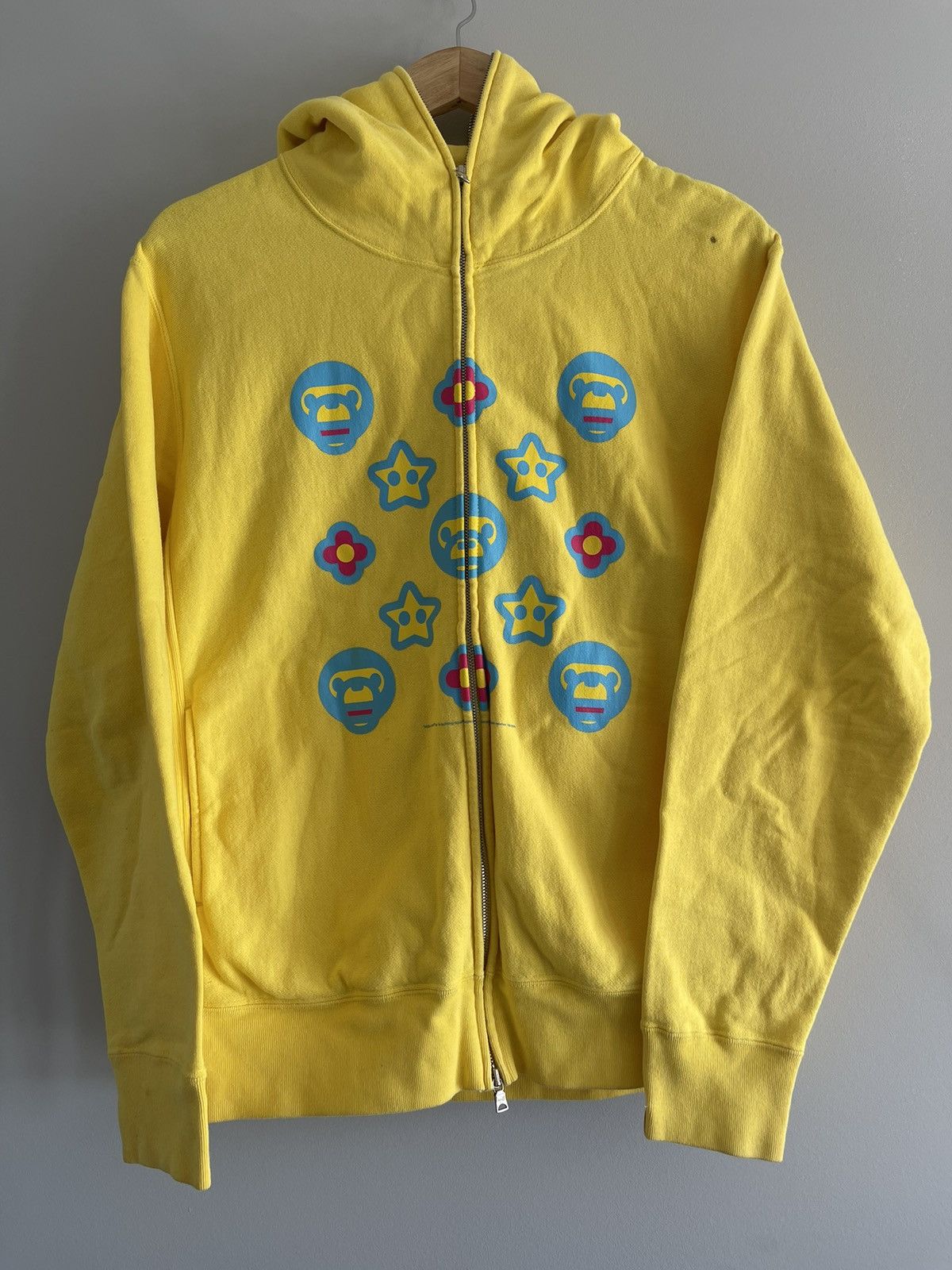 Bape OG Bape Baby Milo Monogram Zip Up Hoodie Yellow | Grailed