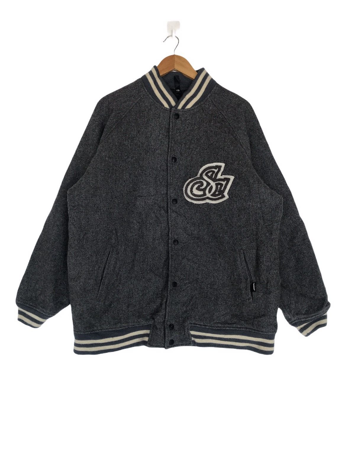 Japanese Brand × Varsity Jacket Scanner Wool Varsity Jacket Oversized ...