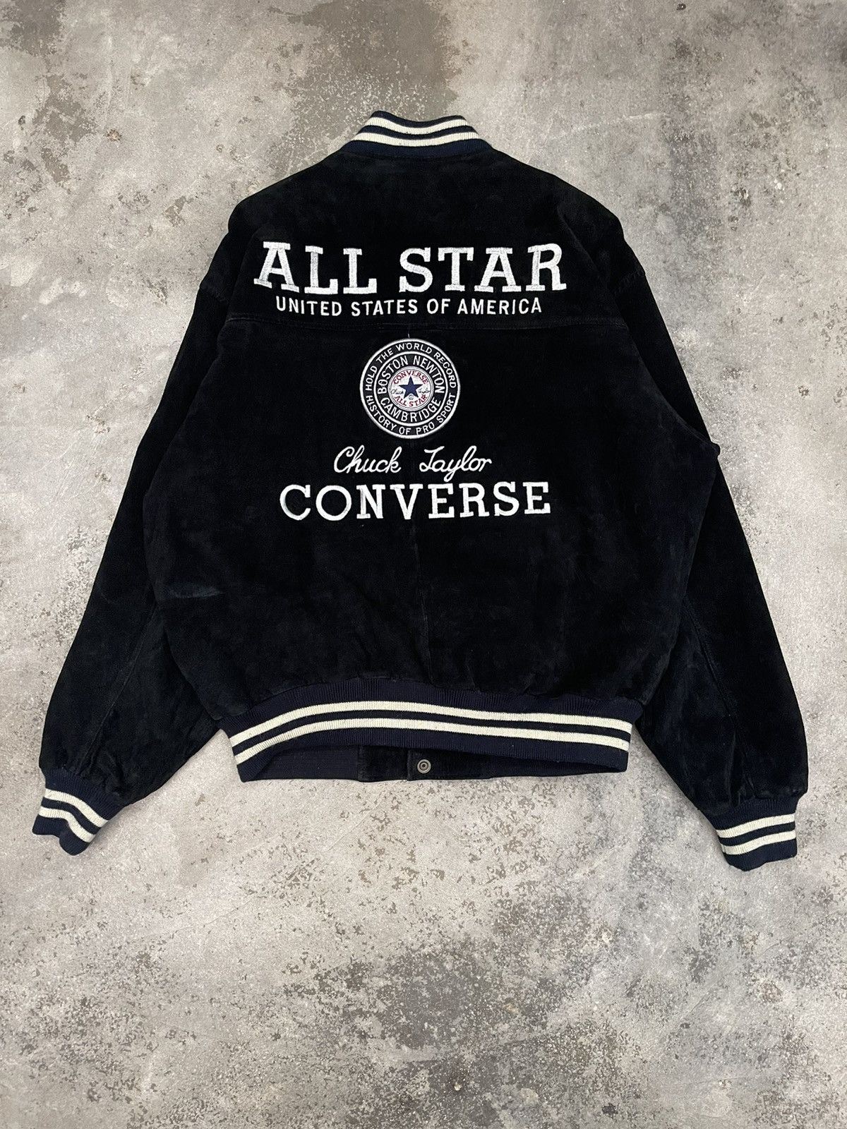 Converse × Varsity Jacket VINTAGE CONVERSE ALL STAR VELVET VARSITY ...