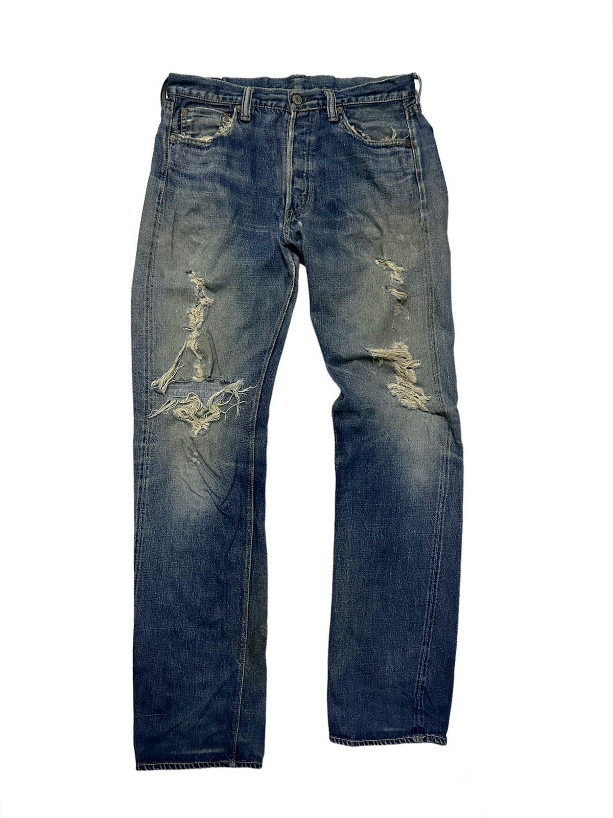 Vintage Vintage 90s Full count distressed rusty wash denim jeans | Grailed