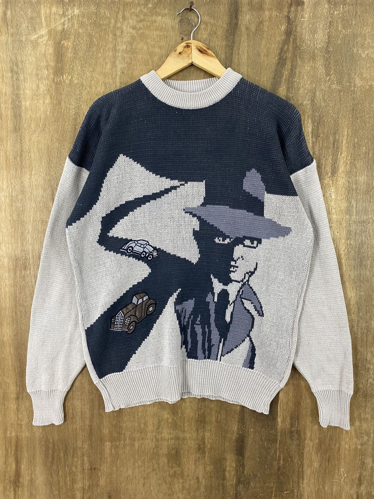 Japanese Brand × Other Detective And Car Falon Grey Knit Sweaters #1485 ...