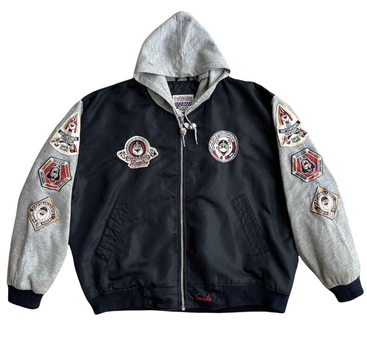 Japanese Brand Vintage 90s Captain Santa Multi Patches Hoodie Bomber ...