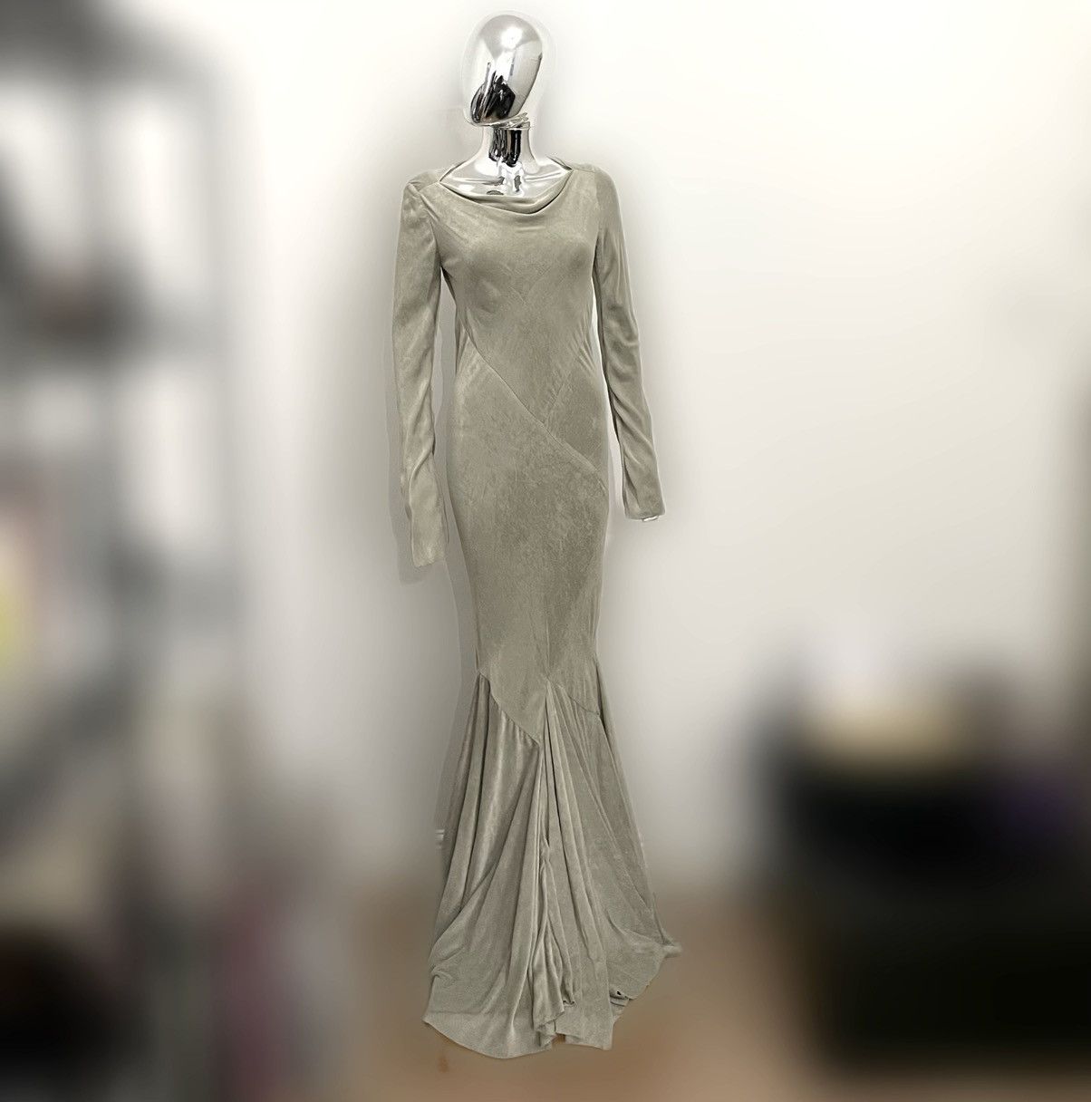 Rick Owens Rick Owens Pearl Grey fishtail-train evening dress | Grailed