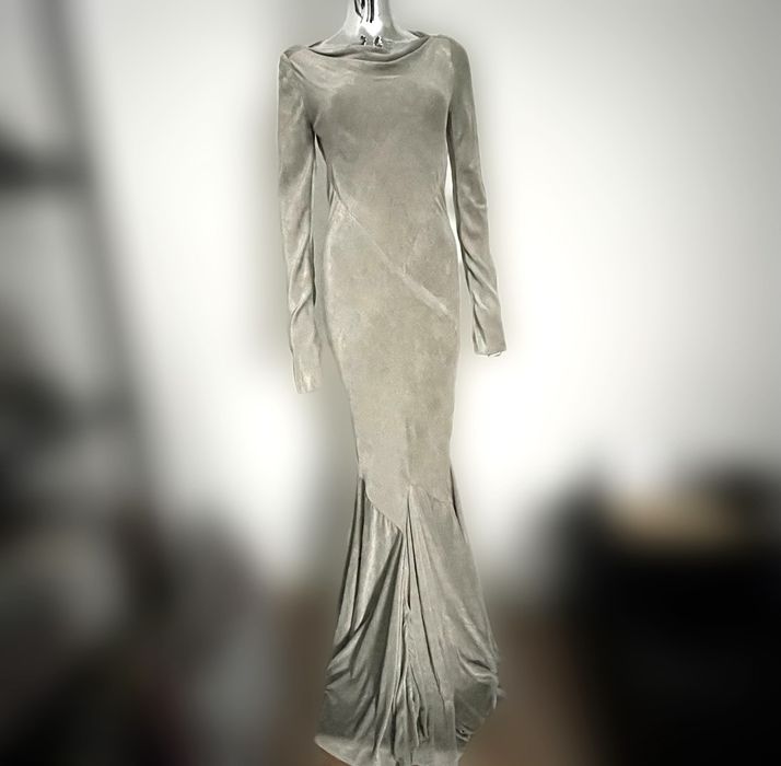 Rick Owens Rick Owens Pearl Grey fishtail-train evening dress | Grailed
