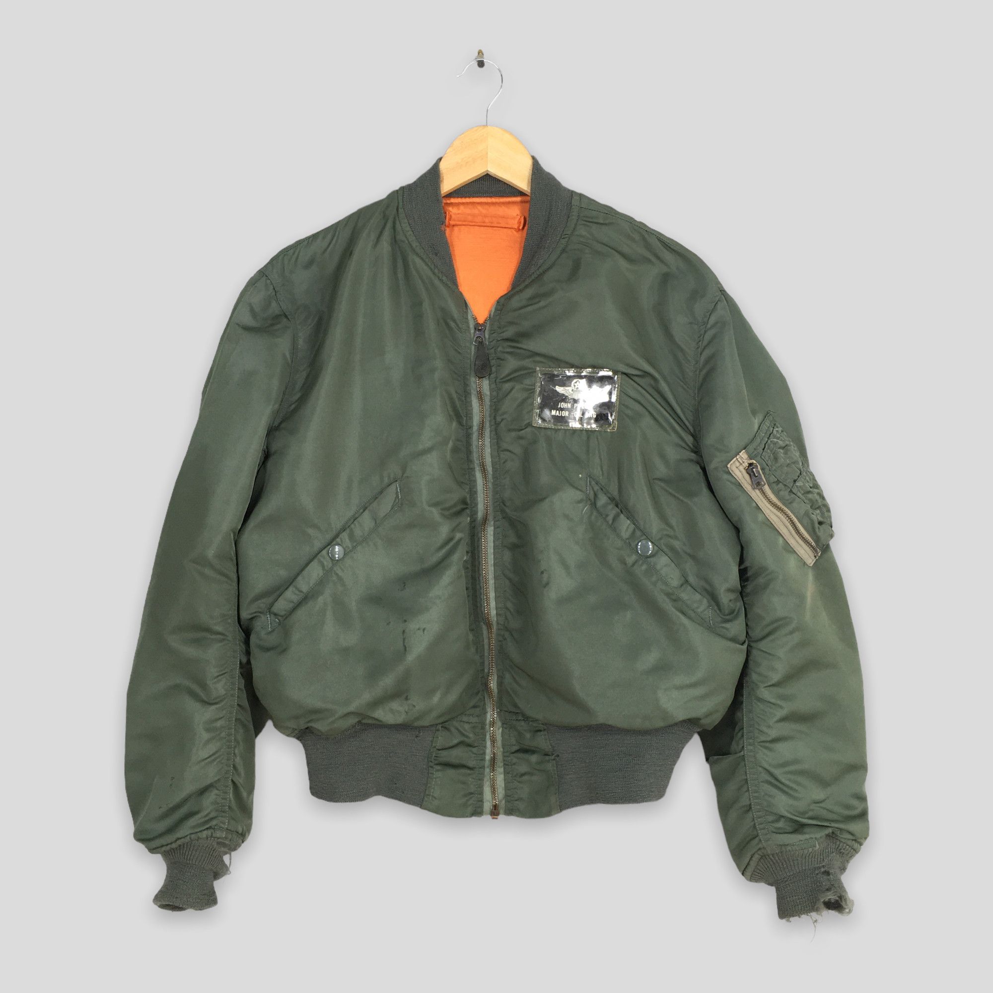 Vintage Vintage 80's US Air Force Bomber Green Flight Jacket Large ...