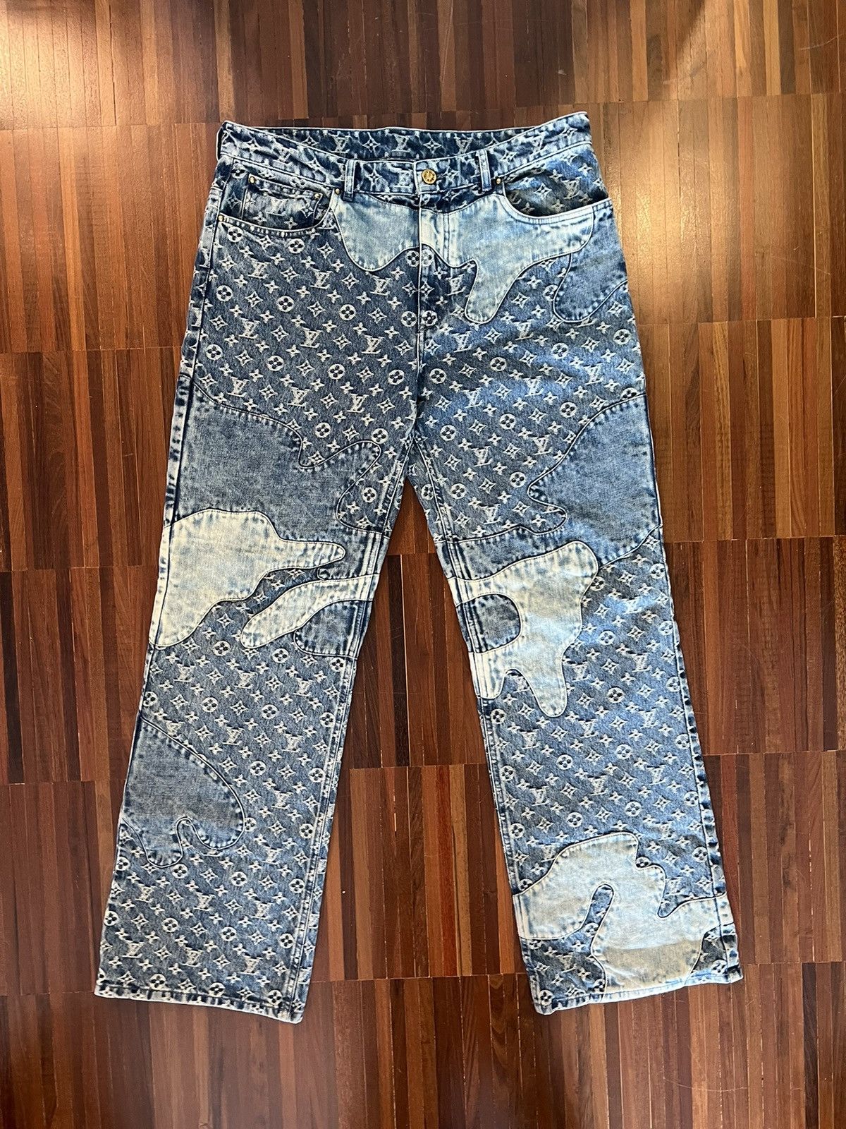 Louis Vuitton LV Made Monogram Patchwork Denim Jeans | Grailed