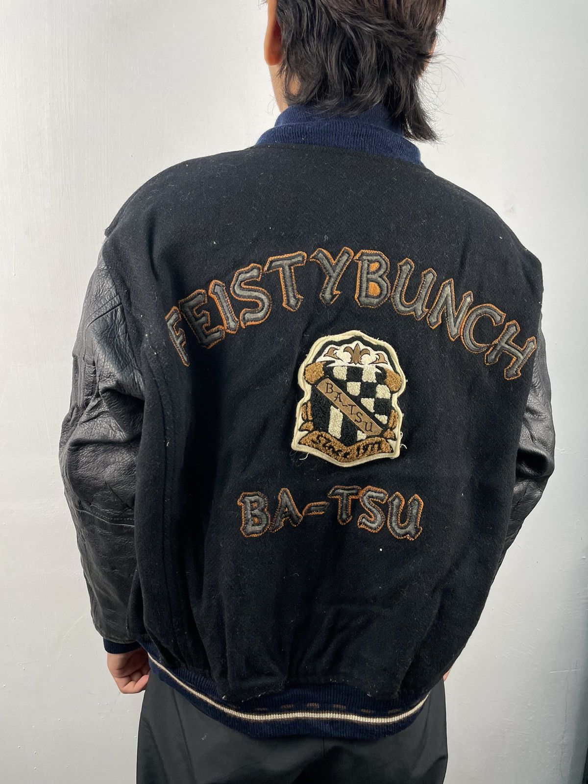 Japanese Brand Vintage Ba-tsu Leather Varsity Jacket | Grailed